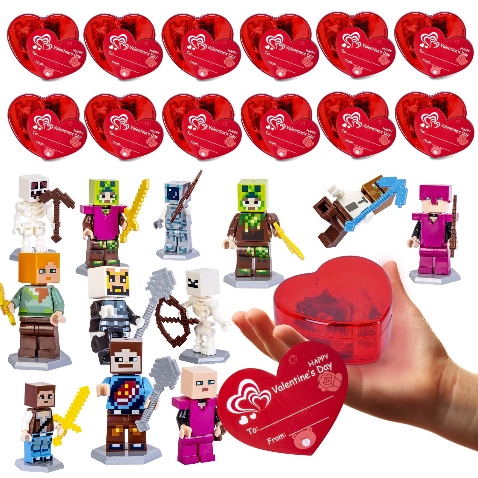 Valentine's Day Gifts for Kids, 24 Pack Red Heart Shape Prefilled ...