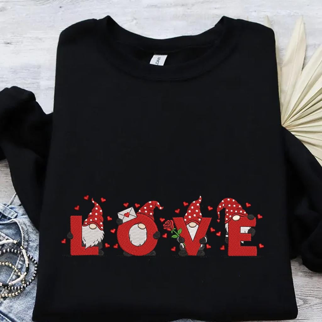 Valentine's Day Gnome Embroidery Design, LOVE Embroidery , Valentine's ...