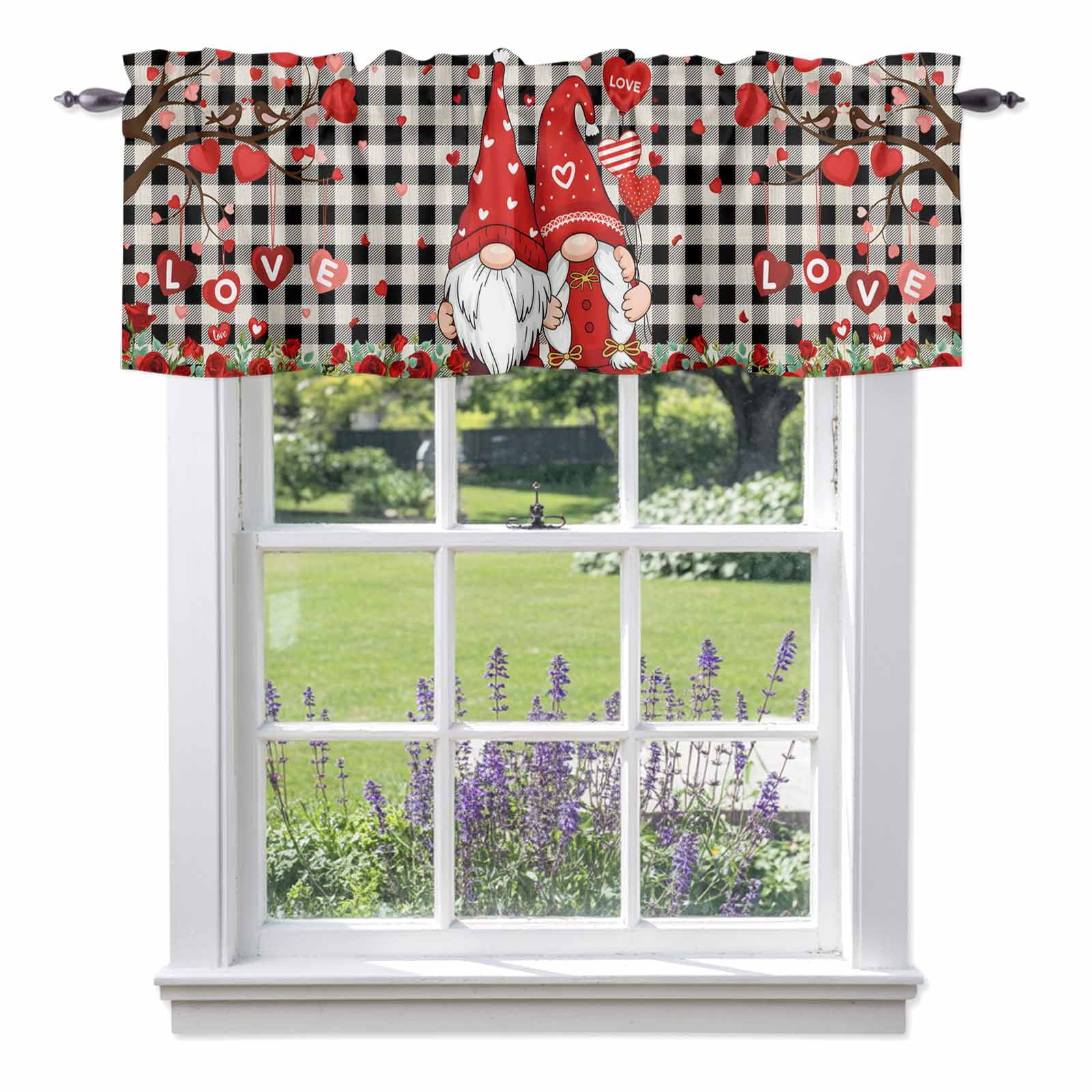 Valentine's Day Gnome Valances for Windows, Gnome Couple Rustic Red ...