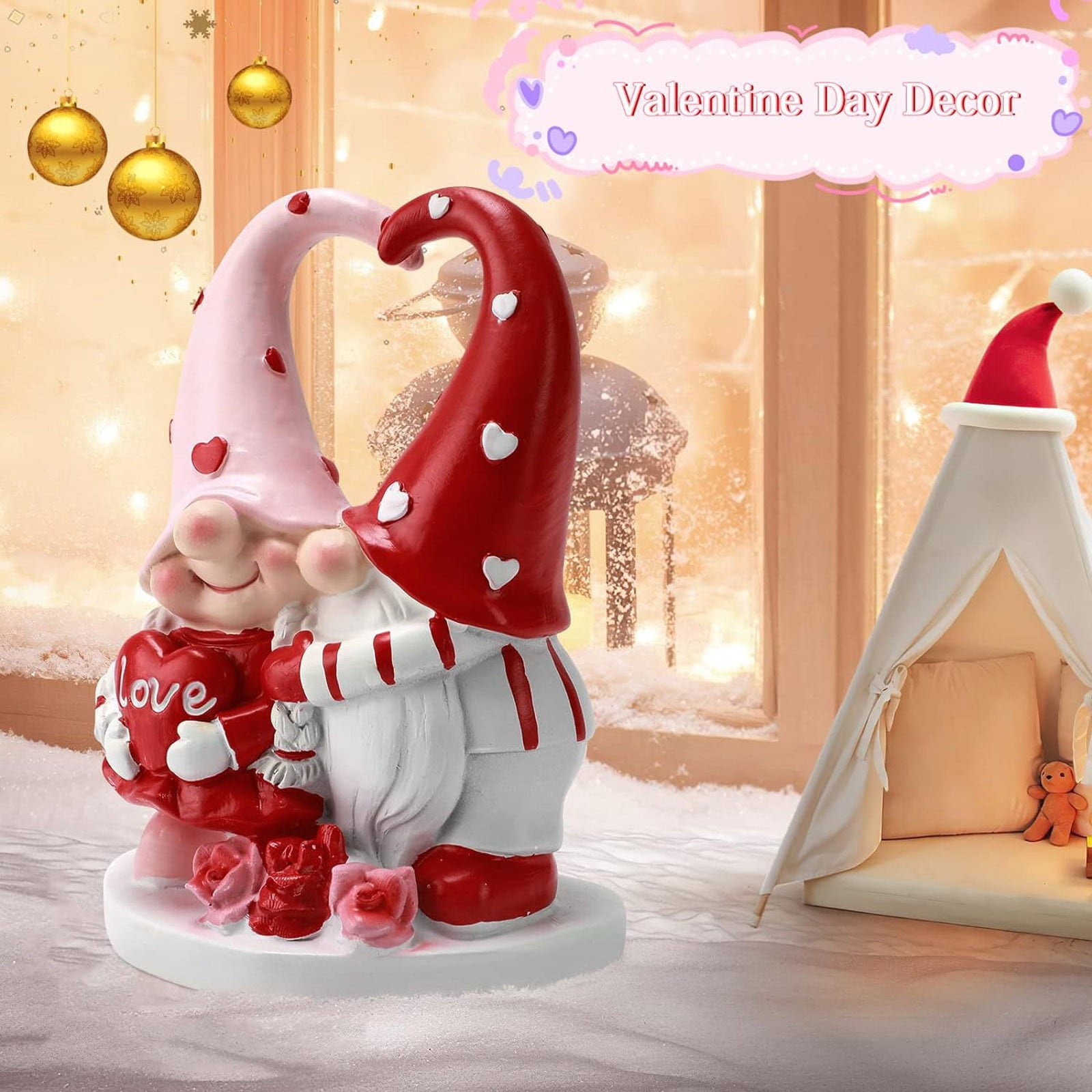 Valentine's Day Gnomes Decorations, Sweet Couple Gnomes Holding Heart ...