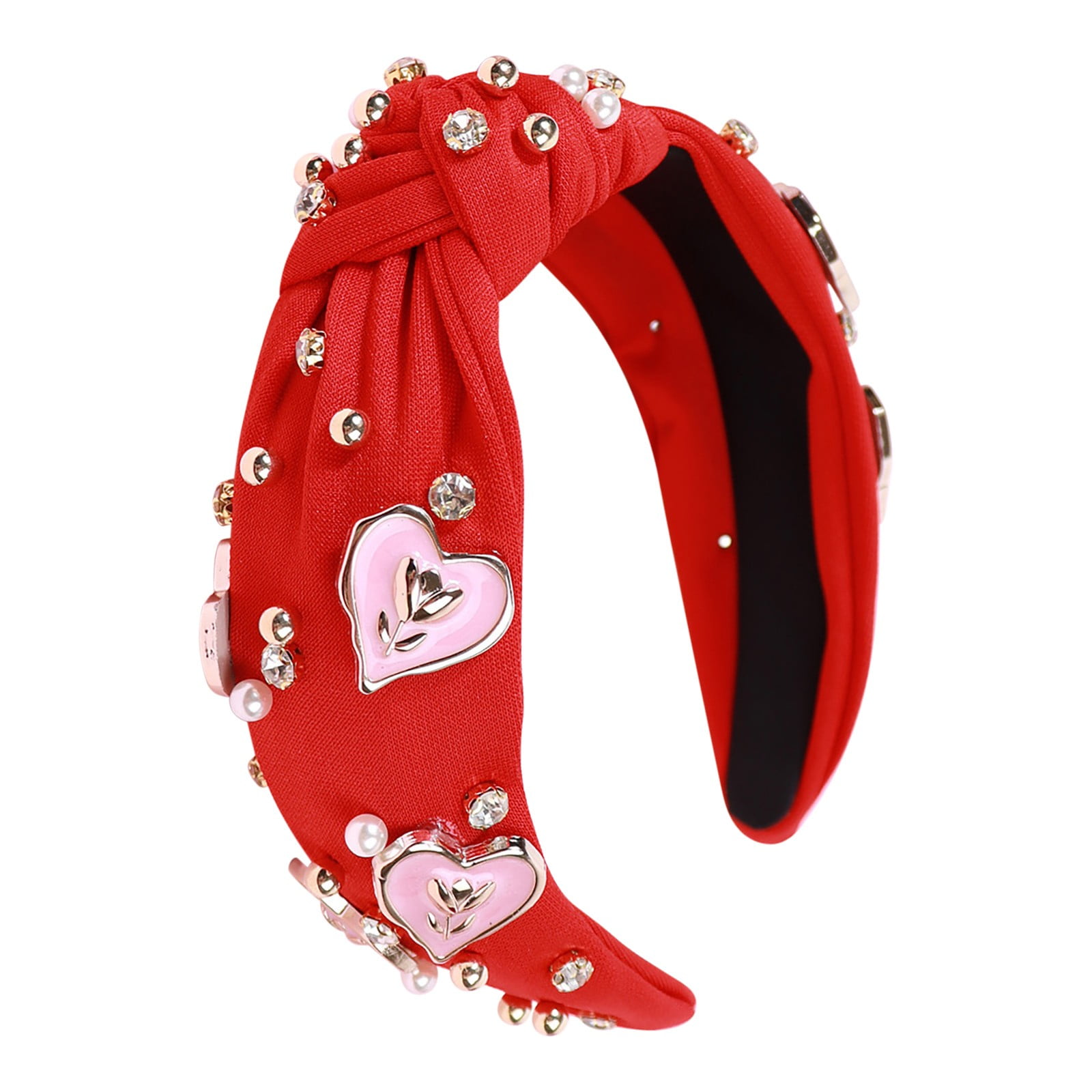 Valentine Day Headband for Women Love Heart Headband Jeweled Crystal ...