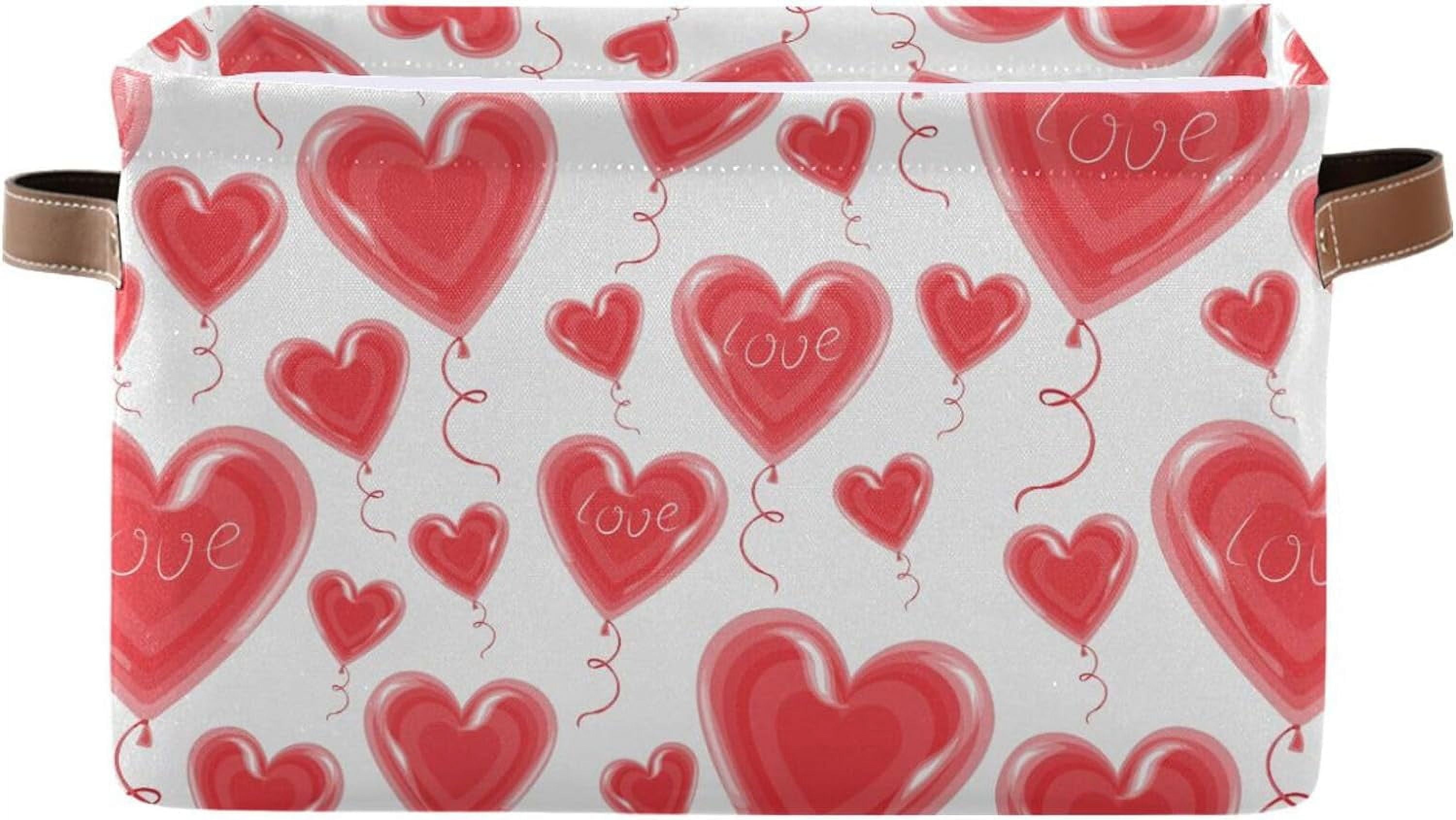 Valentine's Day Heart Balloon Storage Basket with Handles Collapsible ...