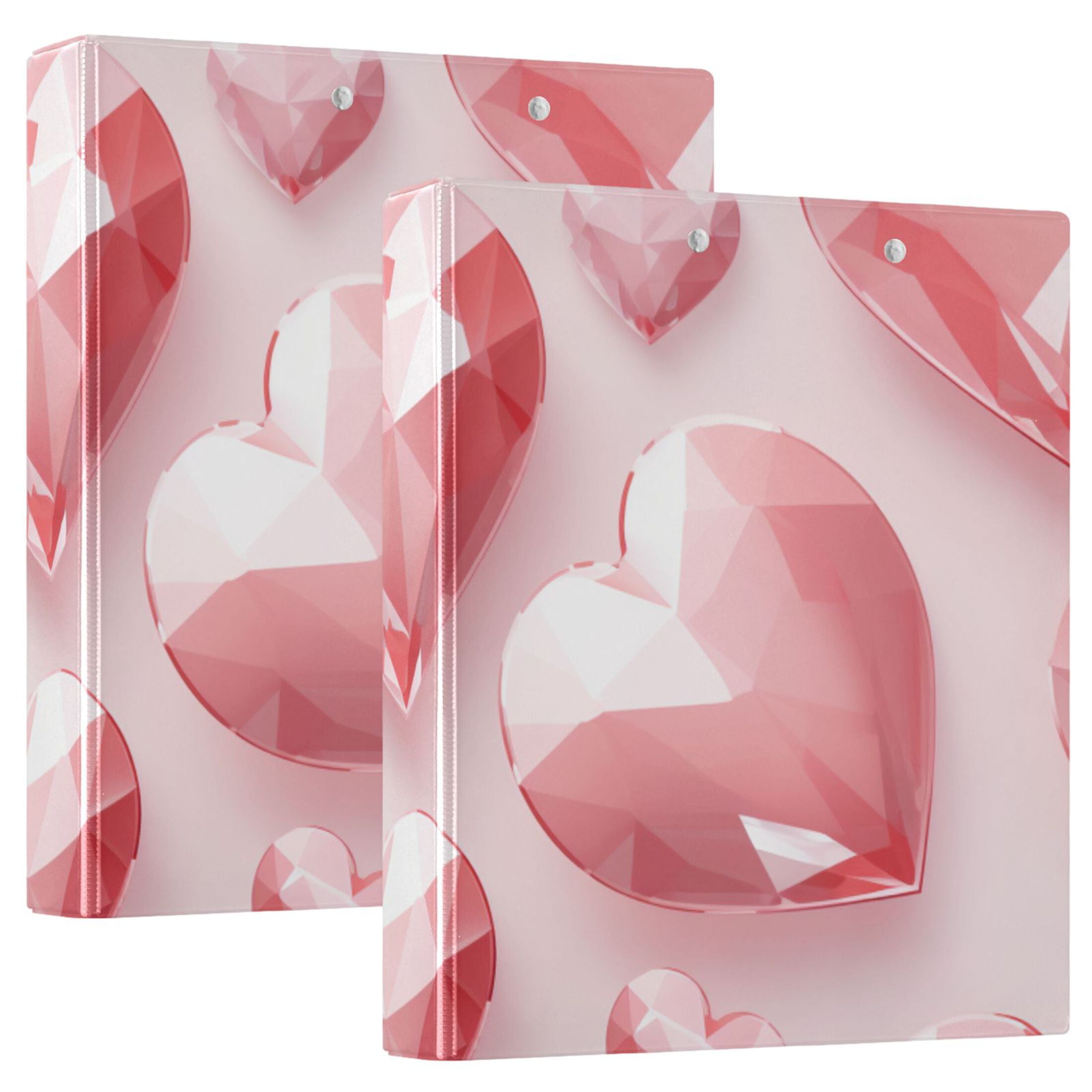 Valentine's Day Heart Diamond 3 Ring Binders 1.5 inch Hardcover File ...