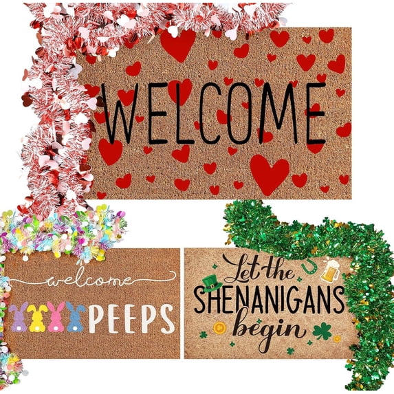 Valentine's Day Heart Doormat St. Patricks Mat Easter Rabbit Doormat ...
