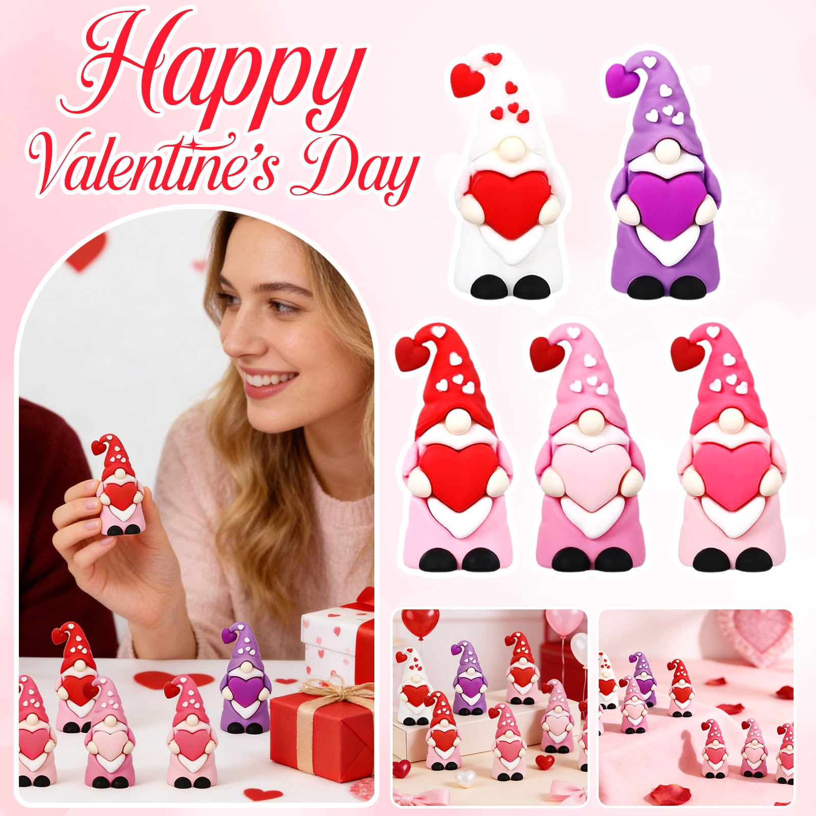 Valentine's Day Heart Gnomes,Valentine Mini Gnomes Figurine Heart Tiny ...