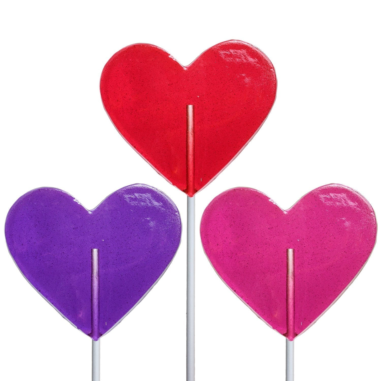Valentine's Day Heart Lollipops, 3 Pops, Red, Pink & Purple - Walmart.com