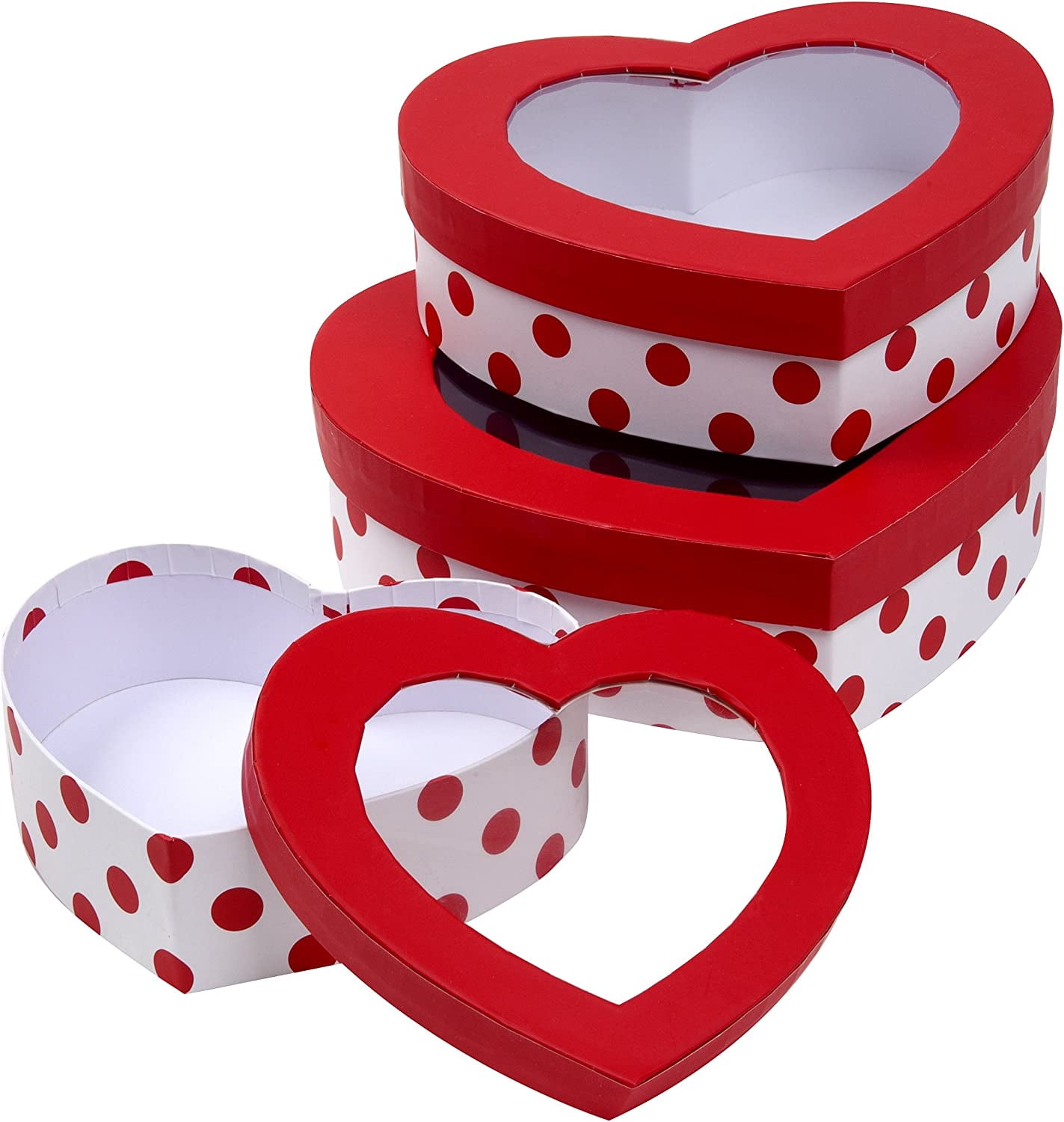 Valentine's Day Heart Shaped Gift Boxes with Window 3 Pack Hearts Treat ...