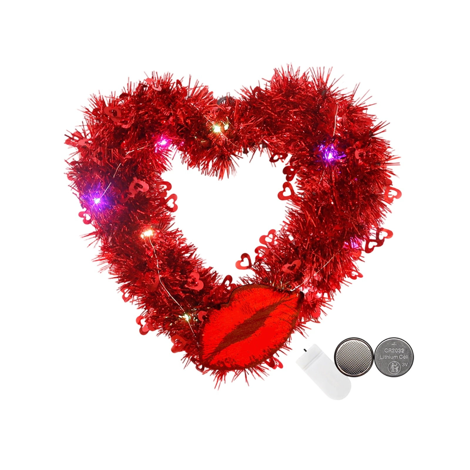 Valentine’s Day Heart-Shaped Wreath – Red Garland Hanging Decoration ...