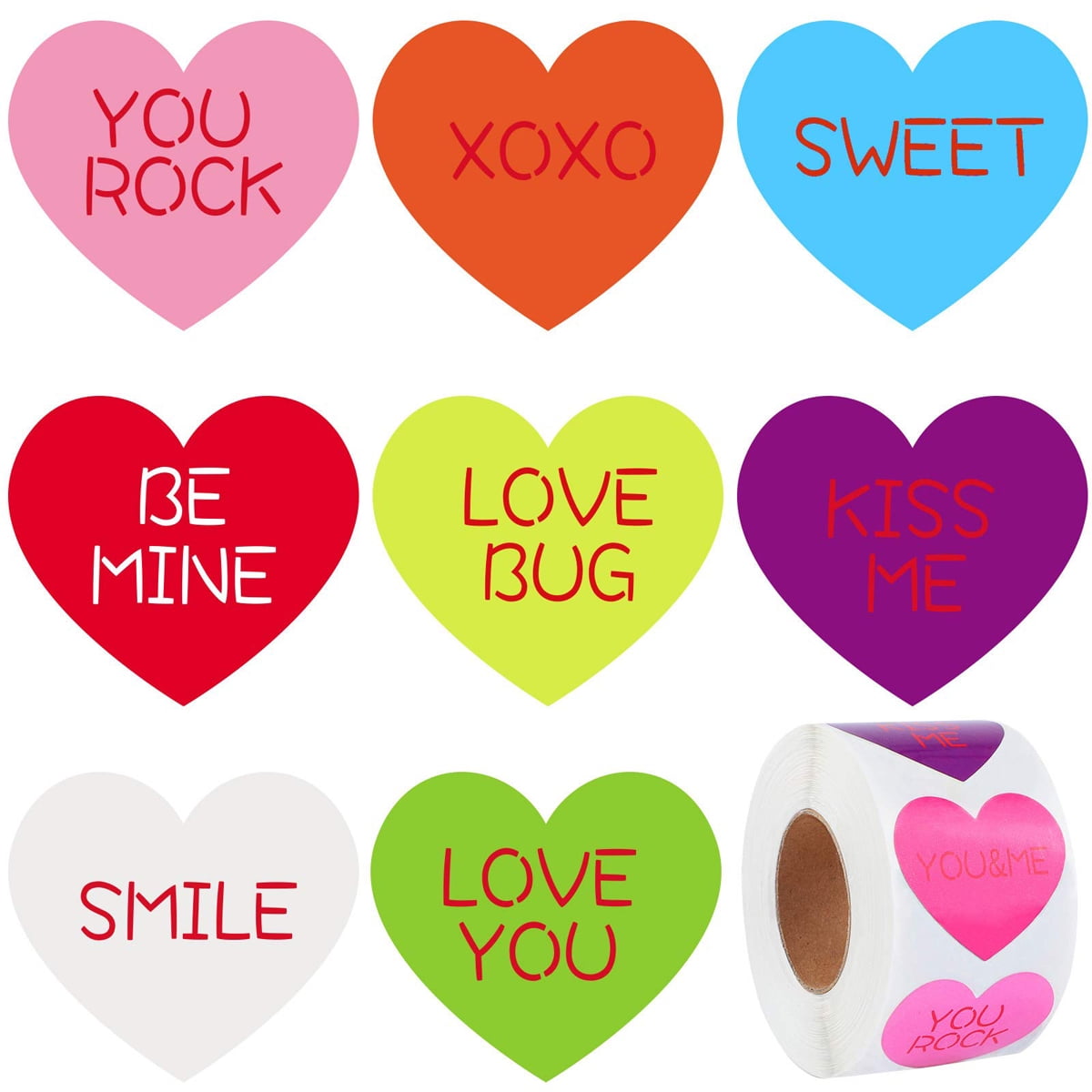 Valentine's Day Heart Stickers 500 Pcs Self-Adhesive Decals DIY Craft ...