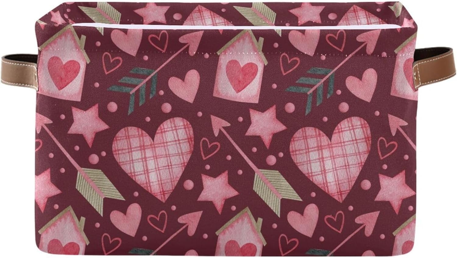 Valentine's Day Heart Storage Basket with Handles Collapsible Storage ...