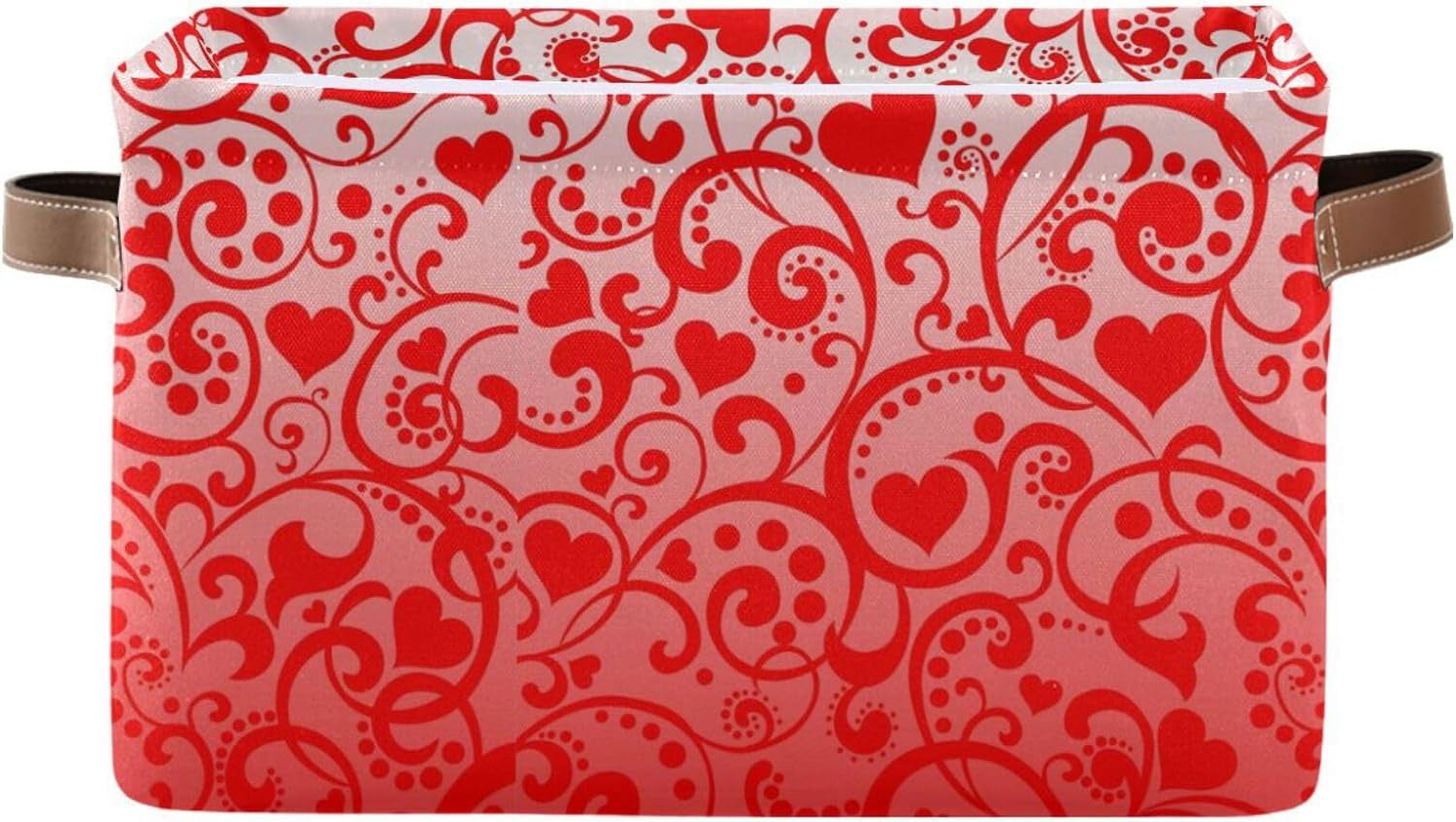 Valentine's Day Heart Storage Basket with Handles Collapsible Storage ...