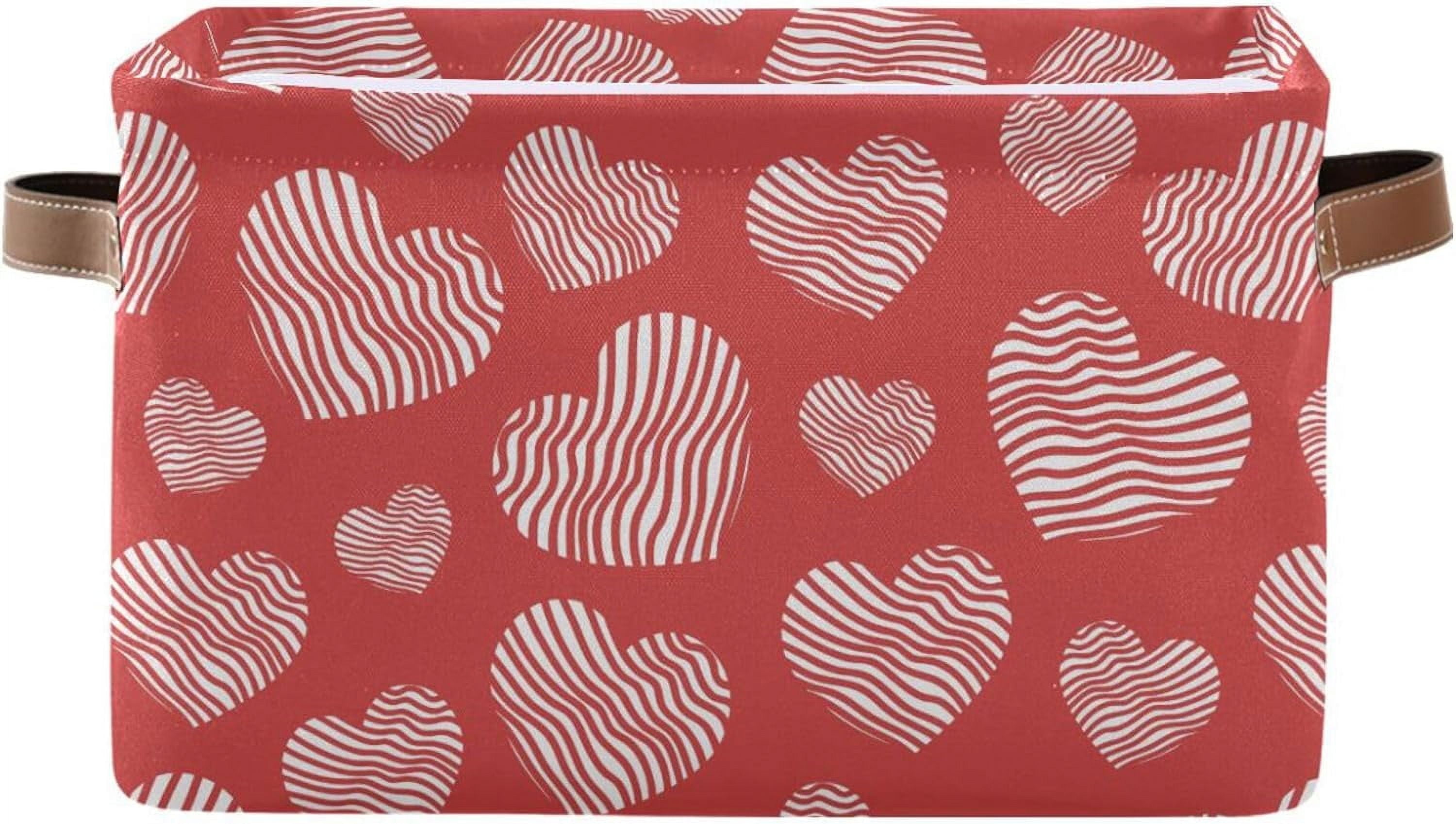 Valentine's Day Heart Storage Basket with Handles Collapsible Storage ...
