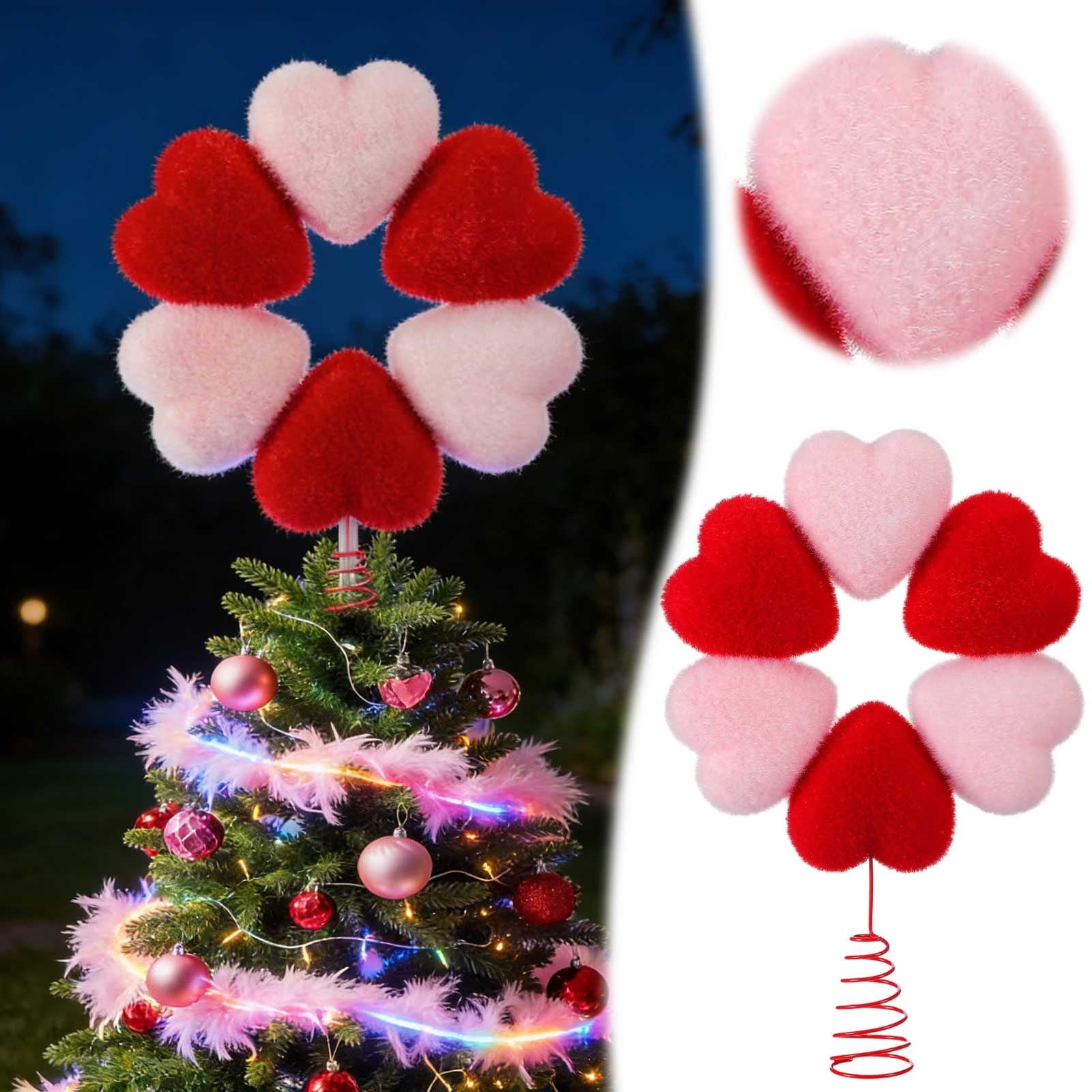 Valentine's Day Heart Wreath Topper - Red & Pink Heart Tree Topper ...