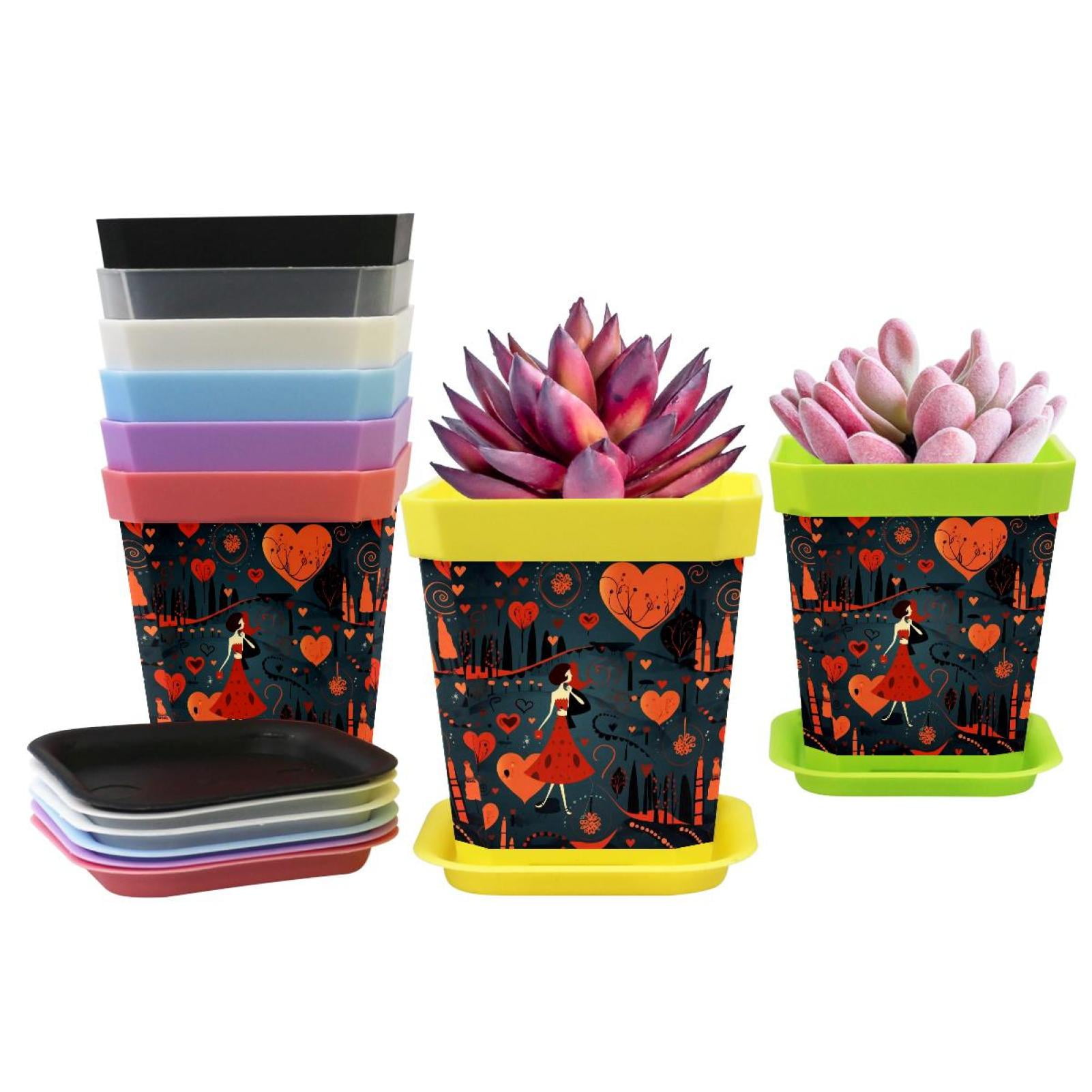 Valentine's Day Hearts Happy Plant Pots - 2.75x3.14x1.96 in Square ...