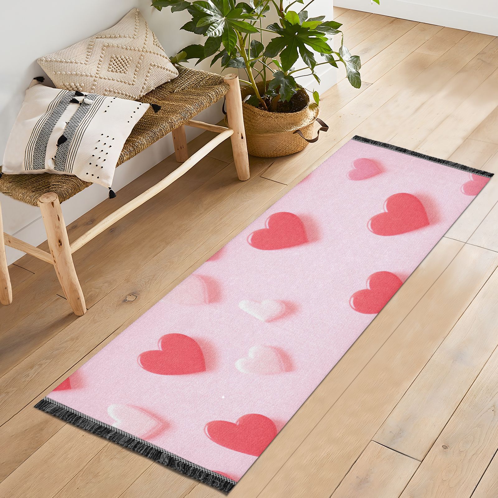 Valentine's Day Hearts Runner Rug Machine Washable Area Rugs Carpet Non ...