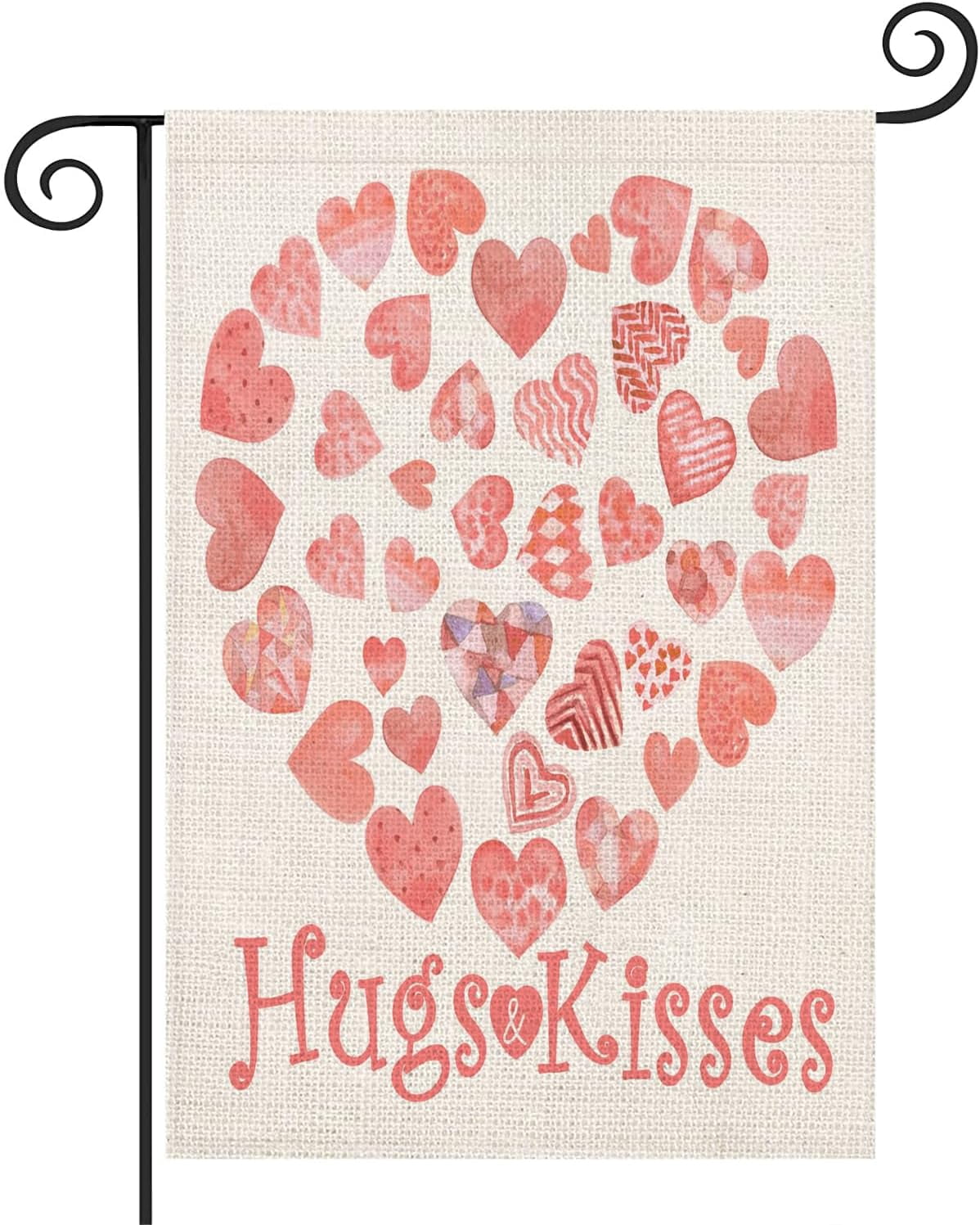 Valentine's Day Hugs Kisses Garden Flag Valentines Love Heart Flag ...