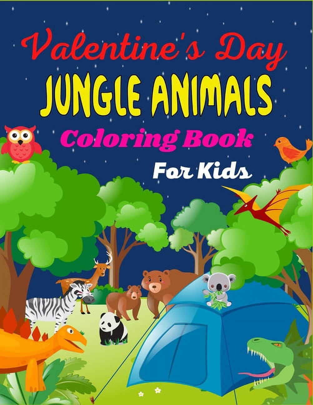 Valentine's Day JUNGLE ANIMALS Coloring For Kids : Cute Jungle Animals ...
