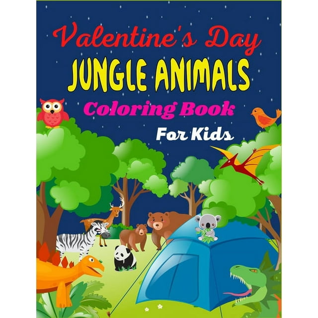 Valentine's Day JUNGLE ANIMALS Coloring For Kids : Cute Jungle Animals ...