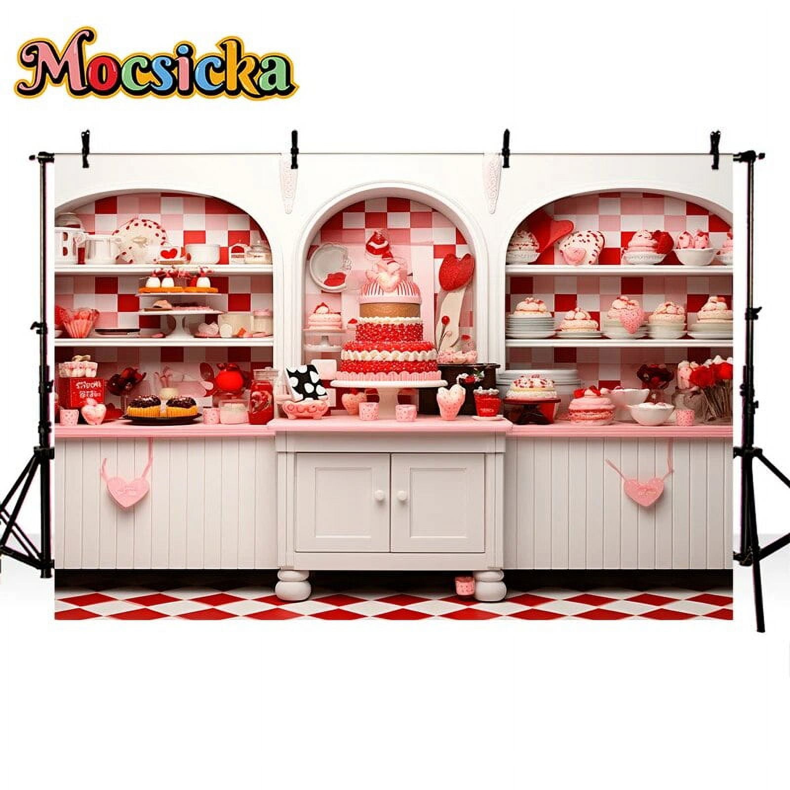 Valentine's Day Kitchen Backdrop Photography Love Cake Romantic ...