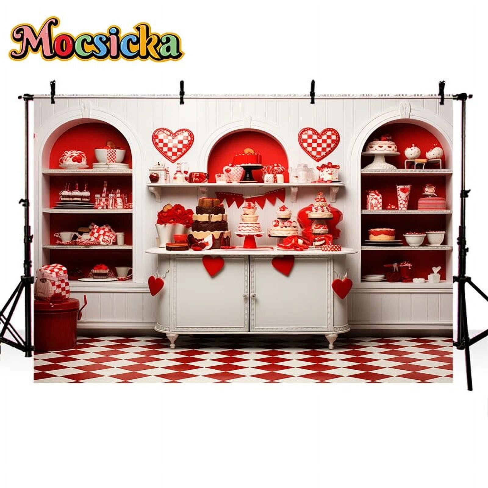 Valentine's Day Kitchen Backdrop Photography Love Cake Romantic ...