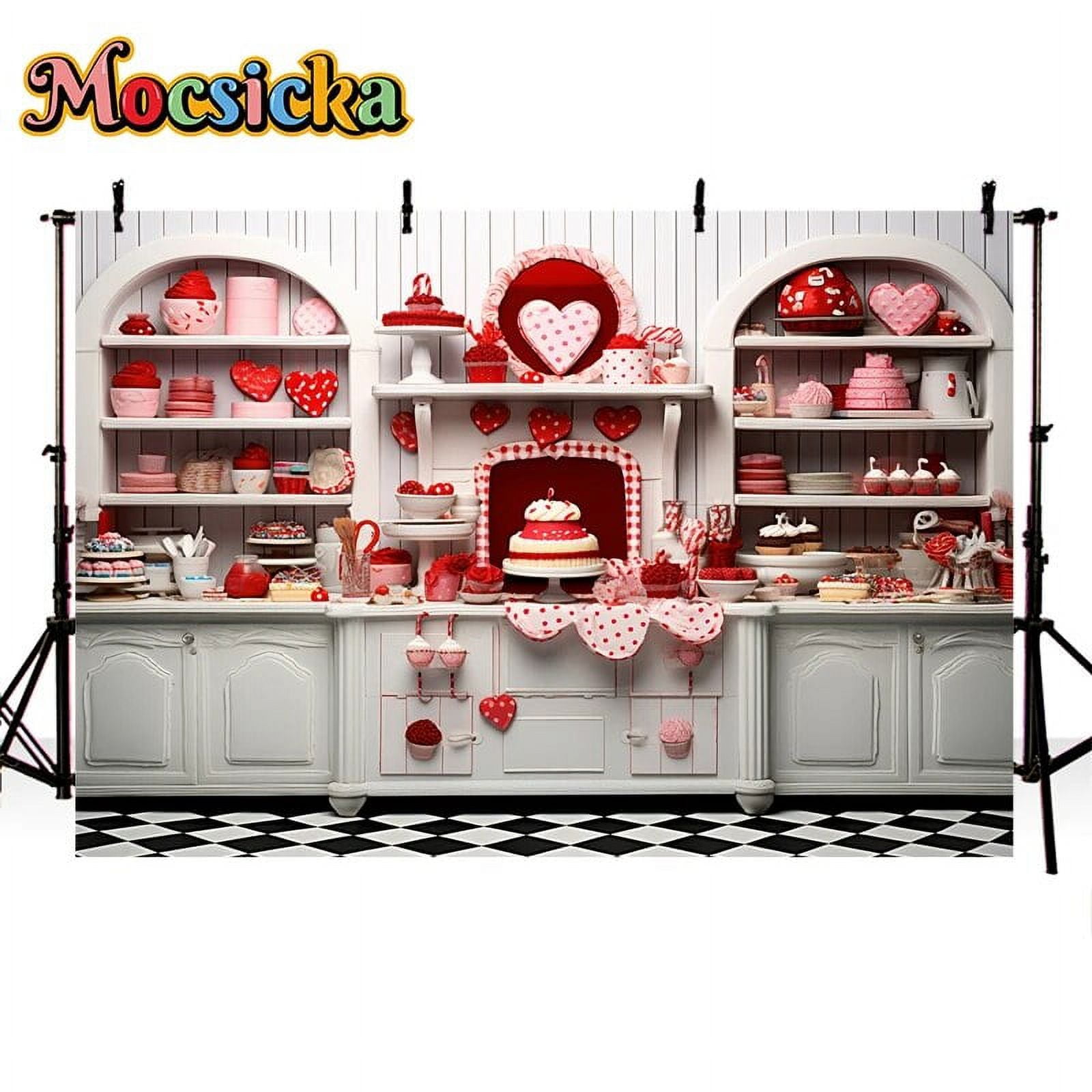 Valentine's Day Kitchen Backdrop Photography Love Cake Romantic ...
