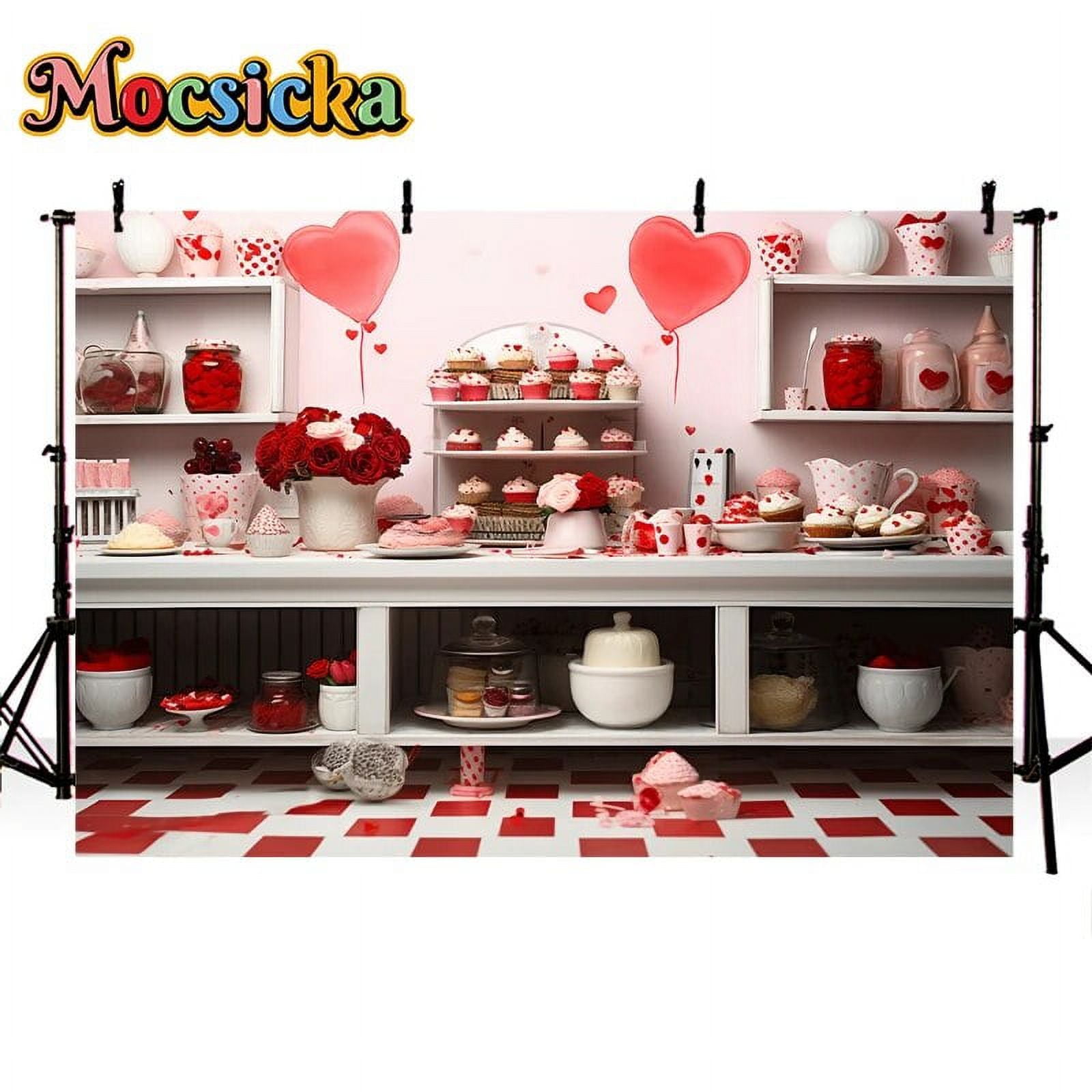 Valentine's Day Kitchen Backdrop Photography Love Cake Romantic ...