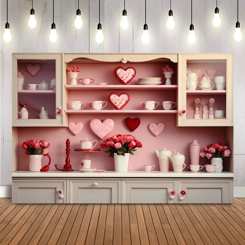 Valentine's Day Kitchen Cabinets Photography Background Kid Children ...