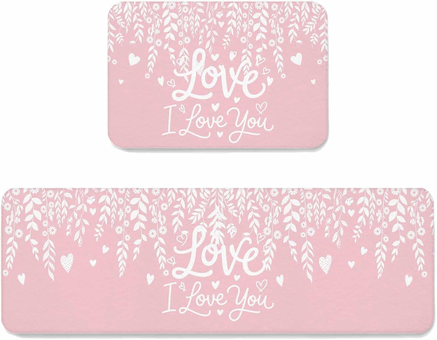 Valentine''s Day Kitchen Mat Set 2 Pieces Watercolor Spring Flower ...