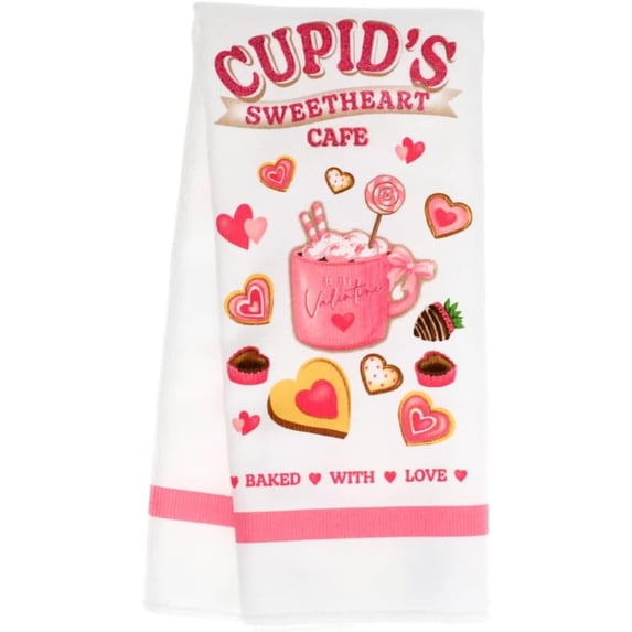 Valentine’s Day Kitchen Towels Set of 2, Cupid’s Sweetheart Café ...
