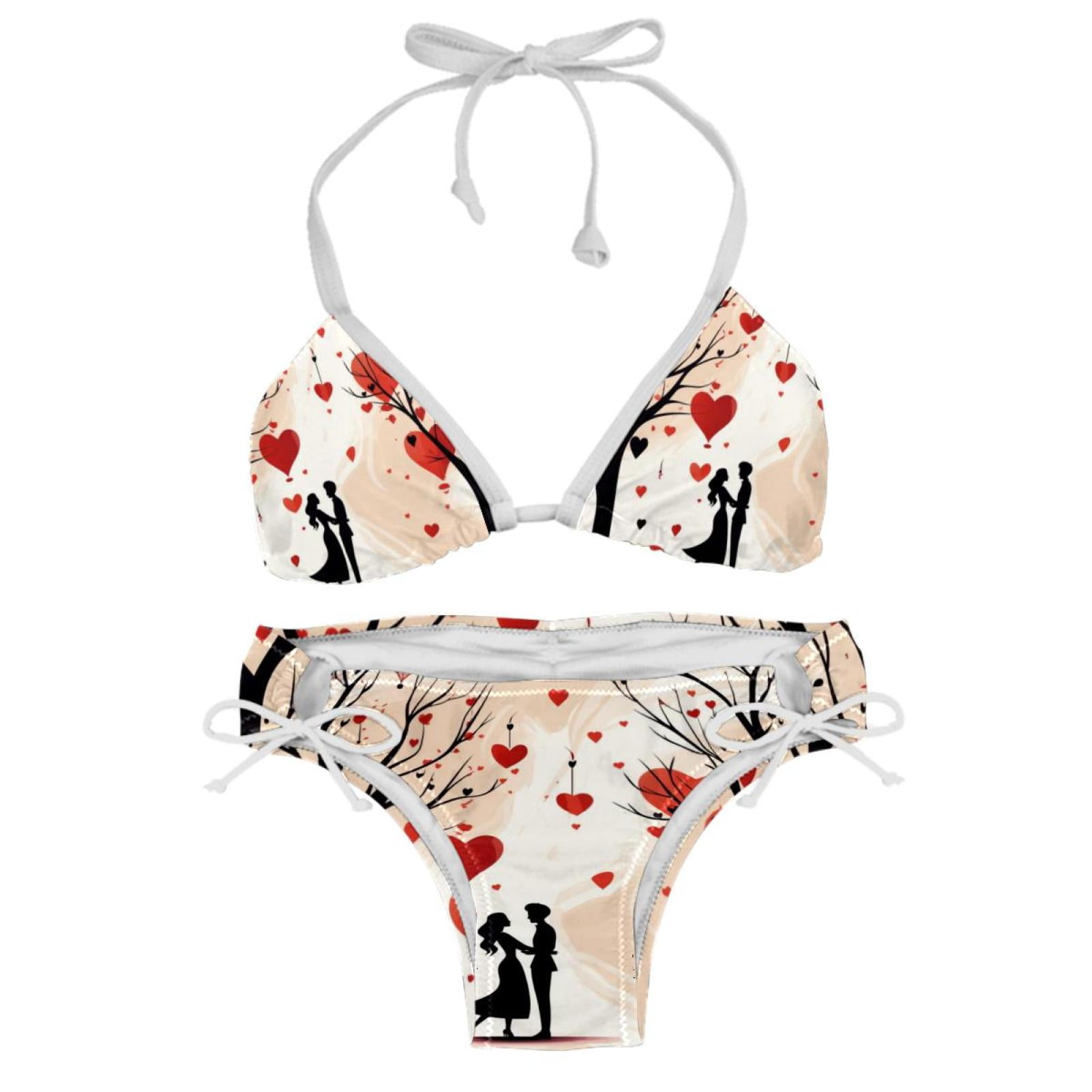Valentine's Day Love Bikini Set Swim Suit Detachable Sponge Adjustable ...