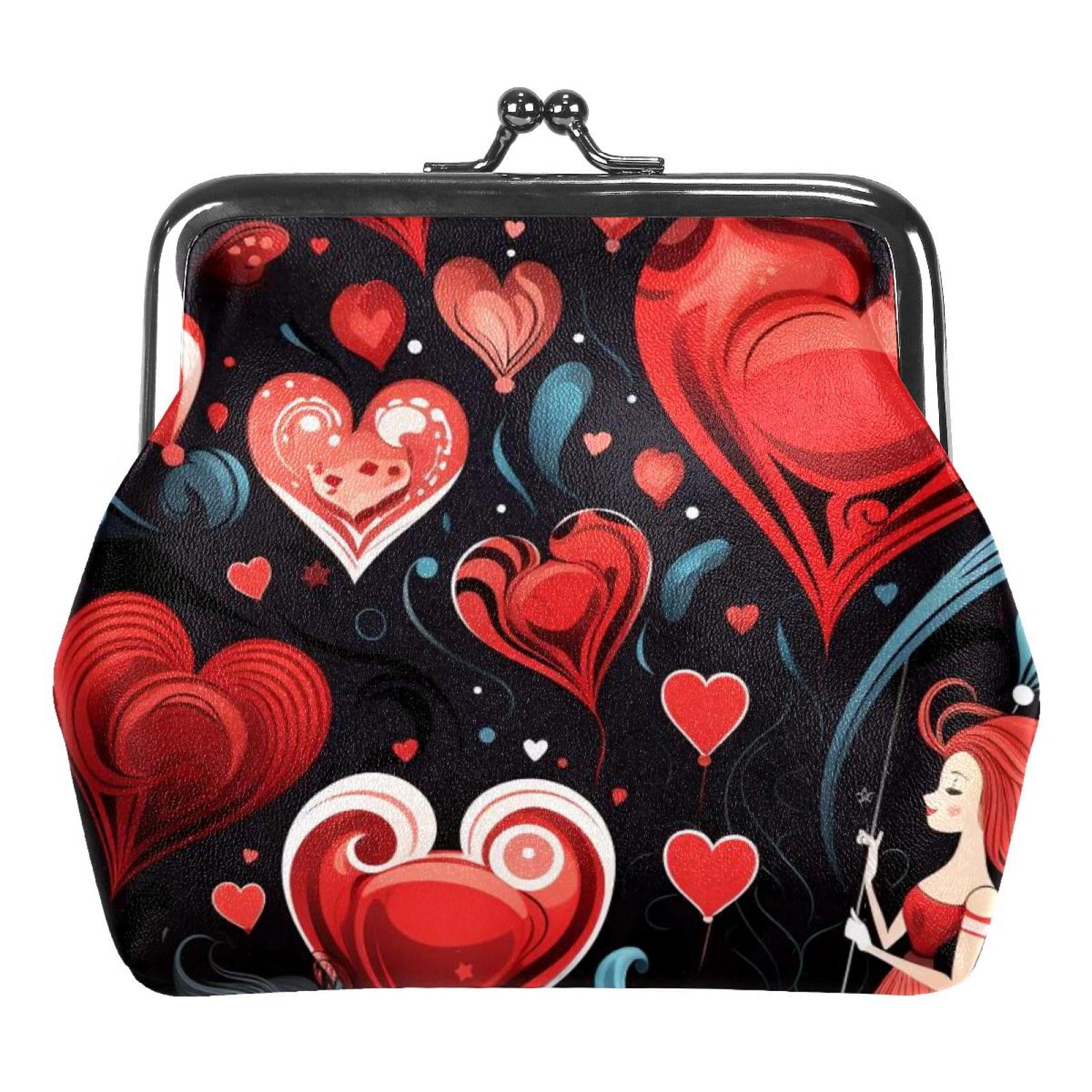 Valentine's Day Love Heart Coin Purse Kiss Lock Change Purse Vintage ...