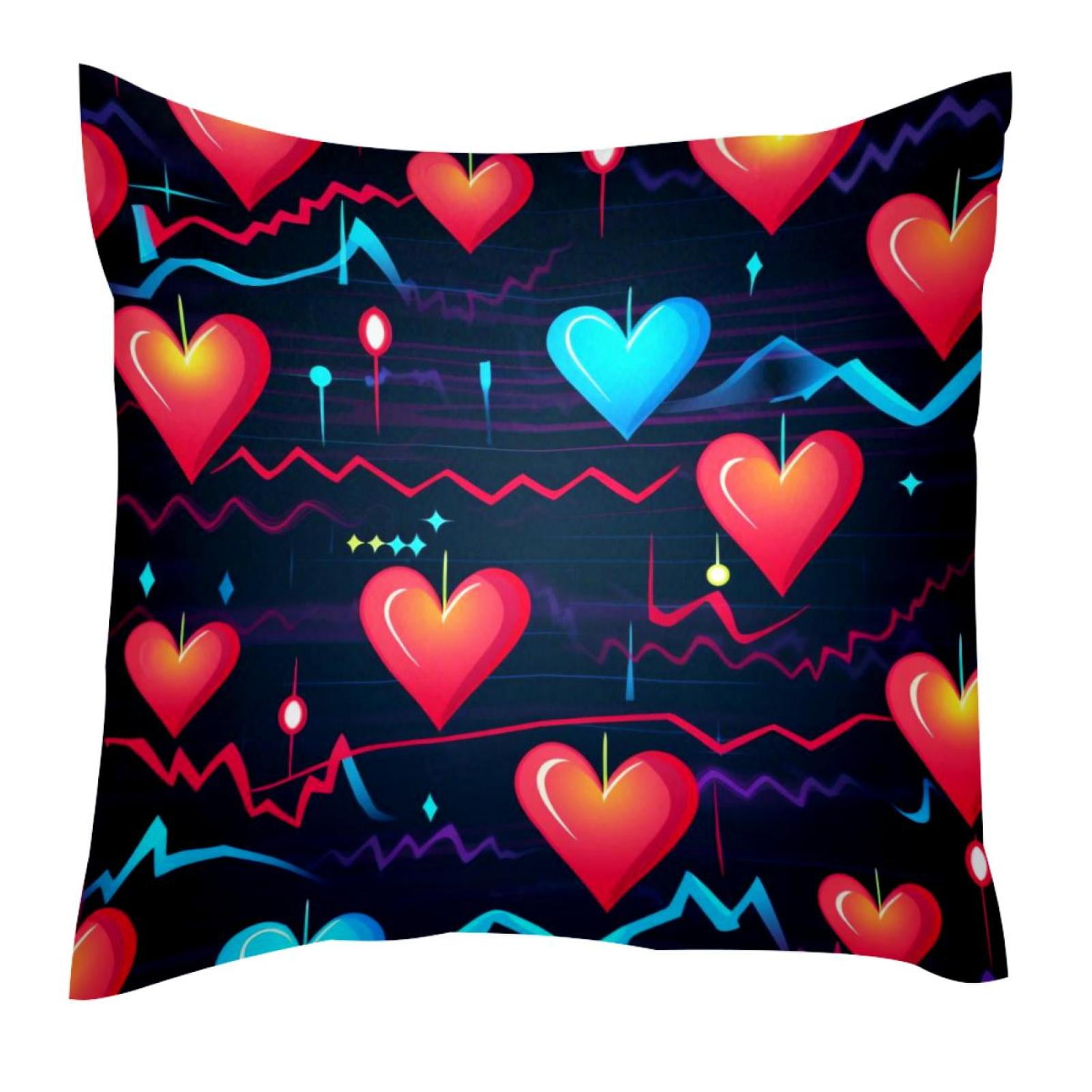 Valentine's Day Love Heart EKG Pattern 1pc Printed Square Cushion ...