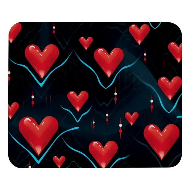 Valentine's Day Love Heart EKG Pattern Mousepad Square Thickness 2mm ...
