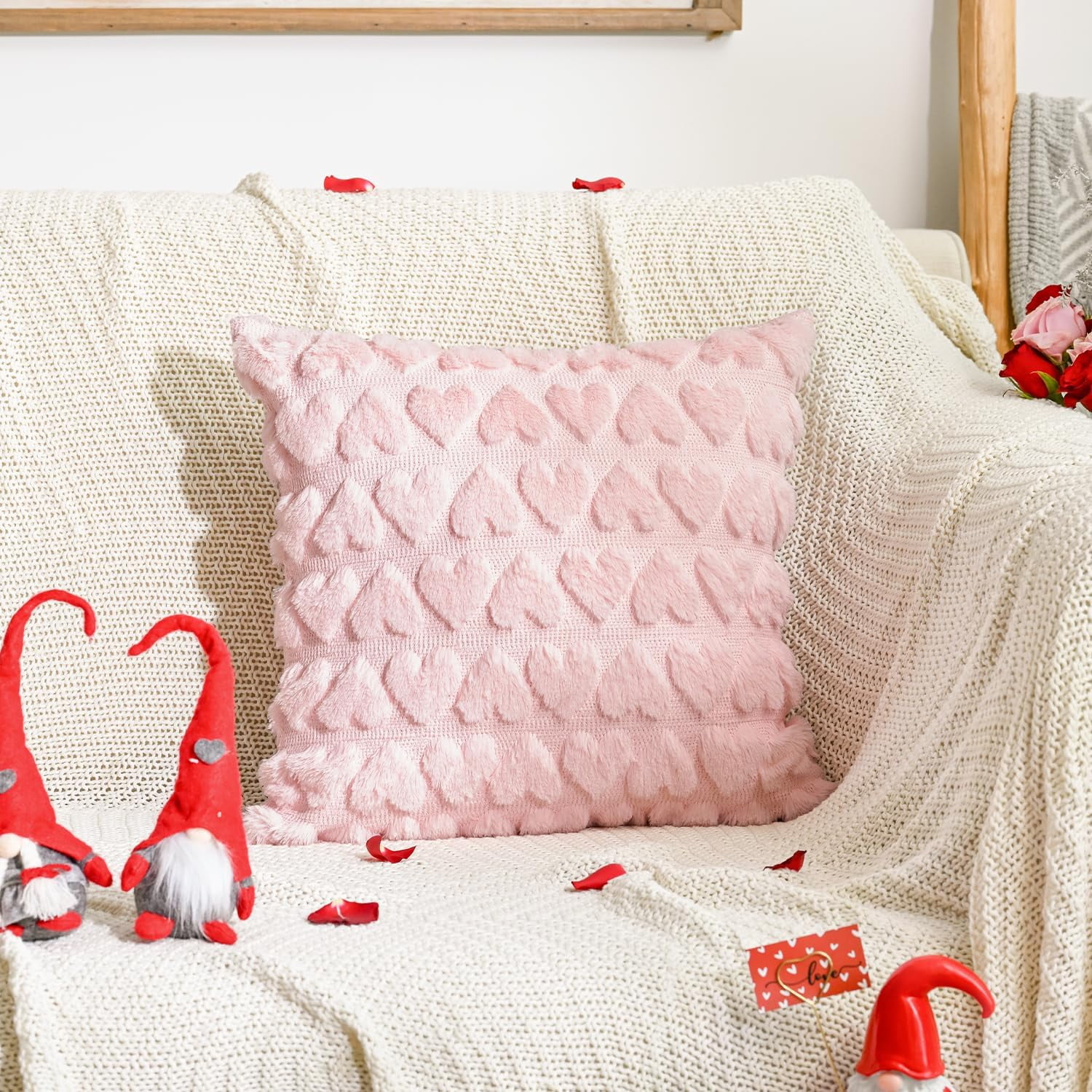 Valentine's Day Love Heart Throw Pillow Cover Set of 2, 18 x 18 Inch ...