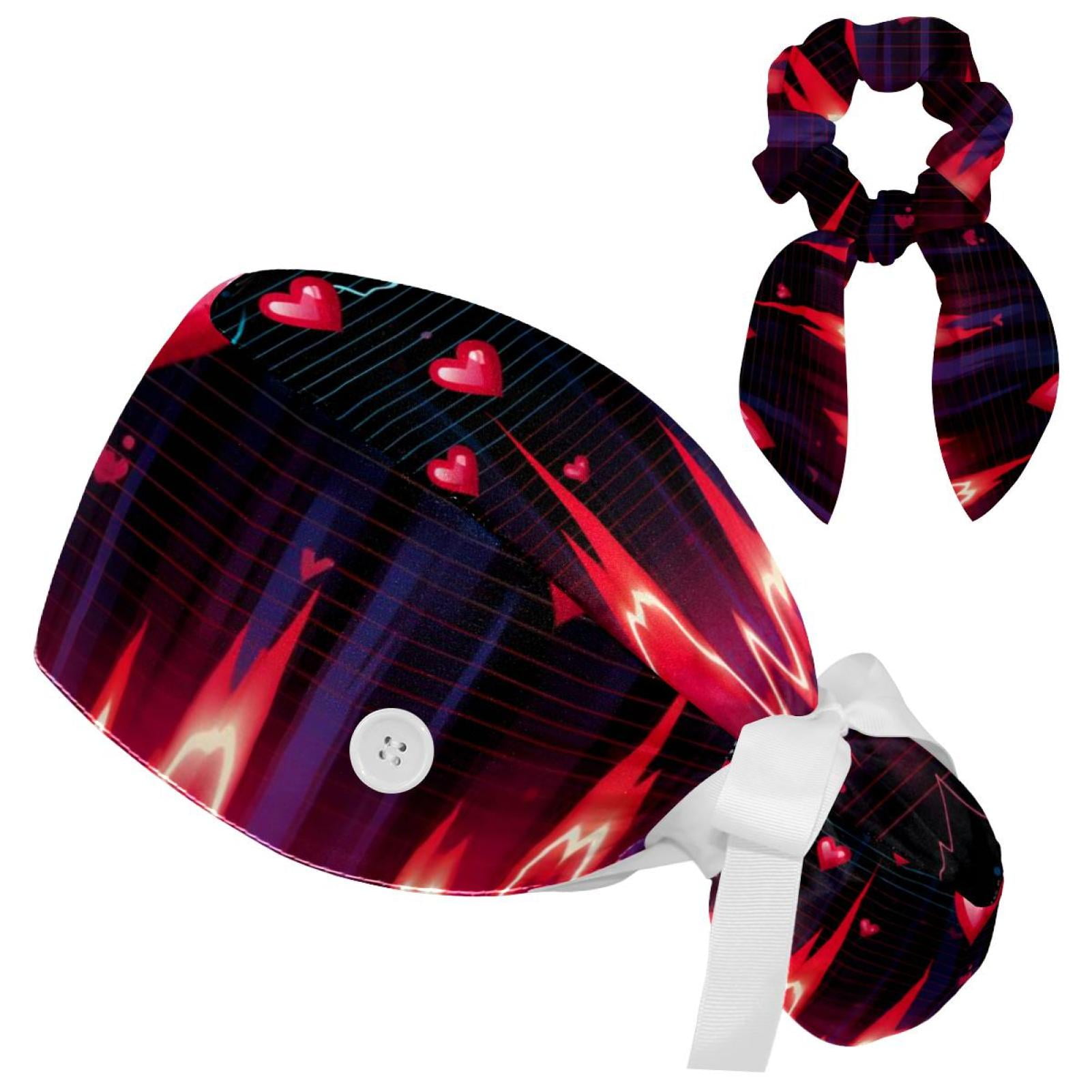 Valentine's Day Love Heartbeat Working Hat Adjustable Scrub Cap with ...