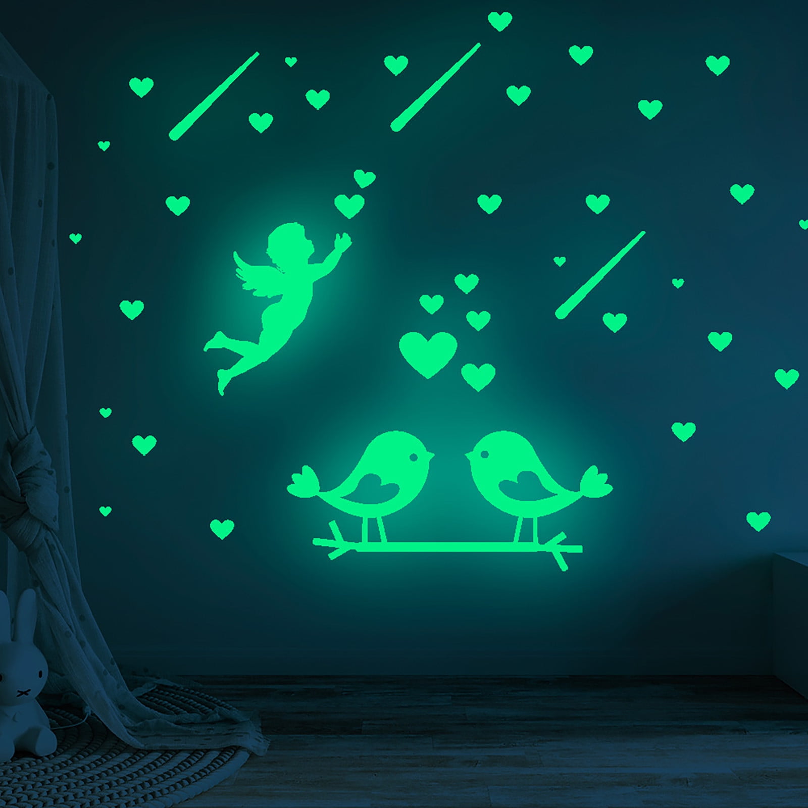 Valentine's Day Luminous Sticker Fluorescent Sticker DIY Cartoon Wall ...