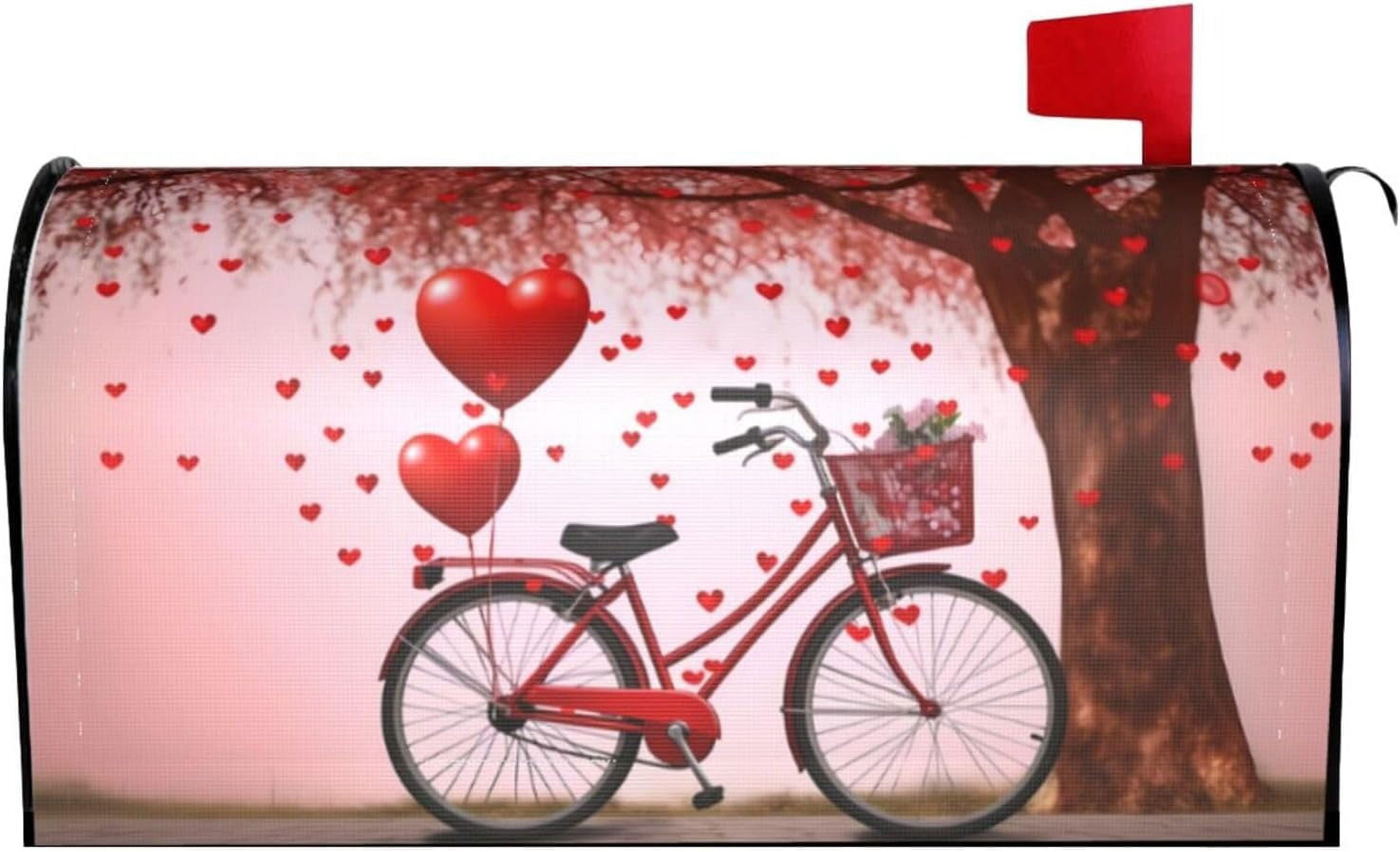 Valentine''s Day Magnetic Mailbox Covers, Love Heart Bicycle Tree Mail ...