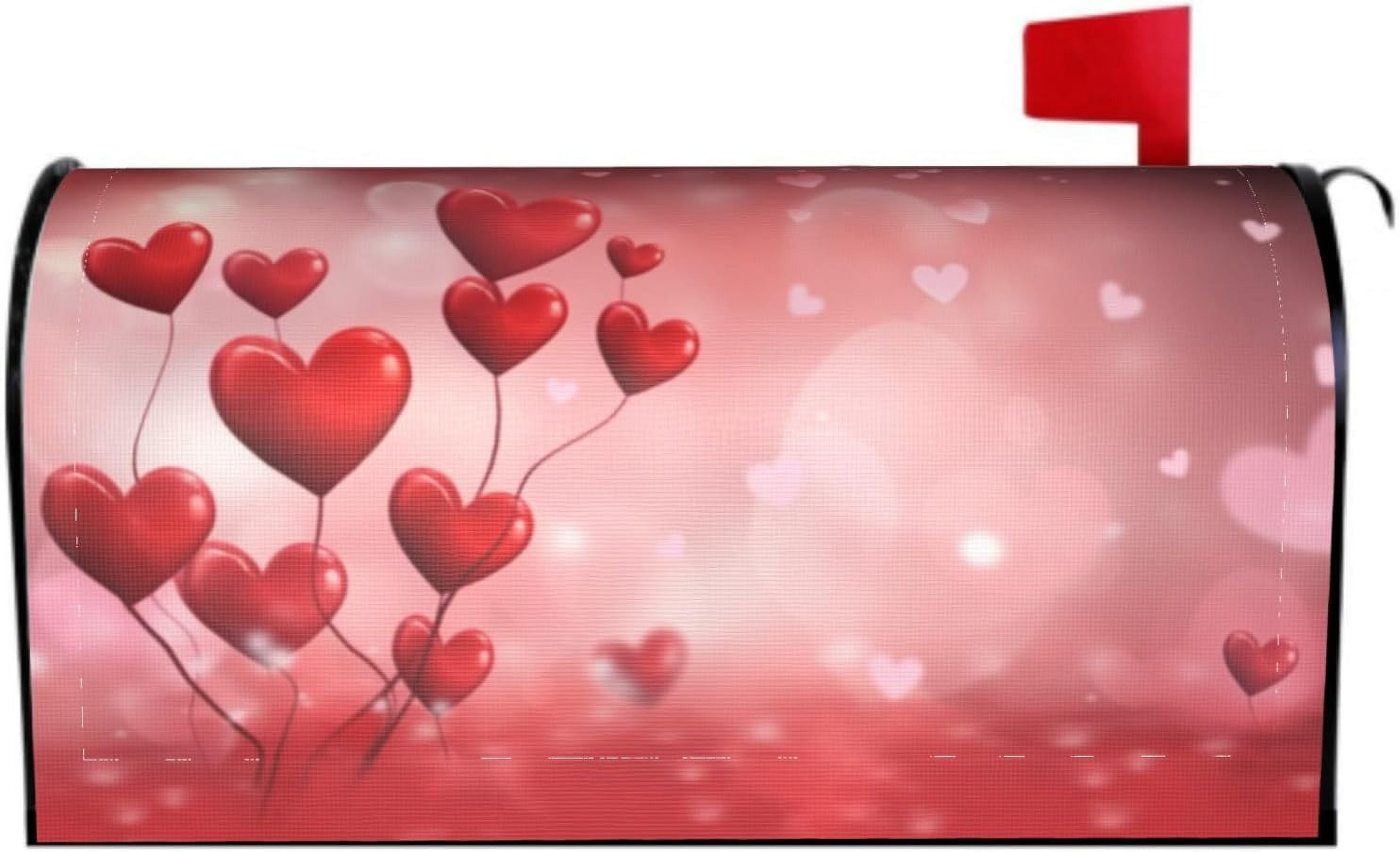 Valentine''s Day Mailbox Cover Red and Pink Love Heart Mailbox Covers ...