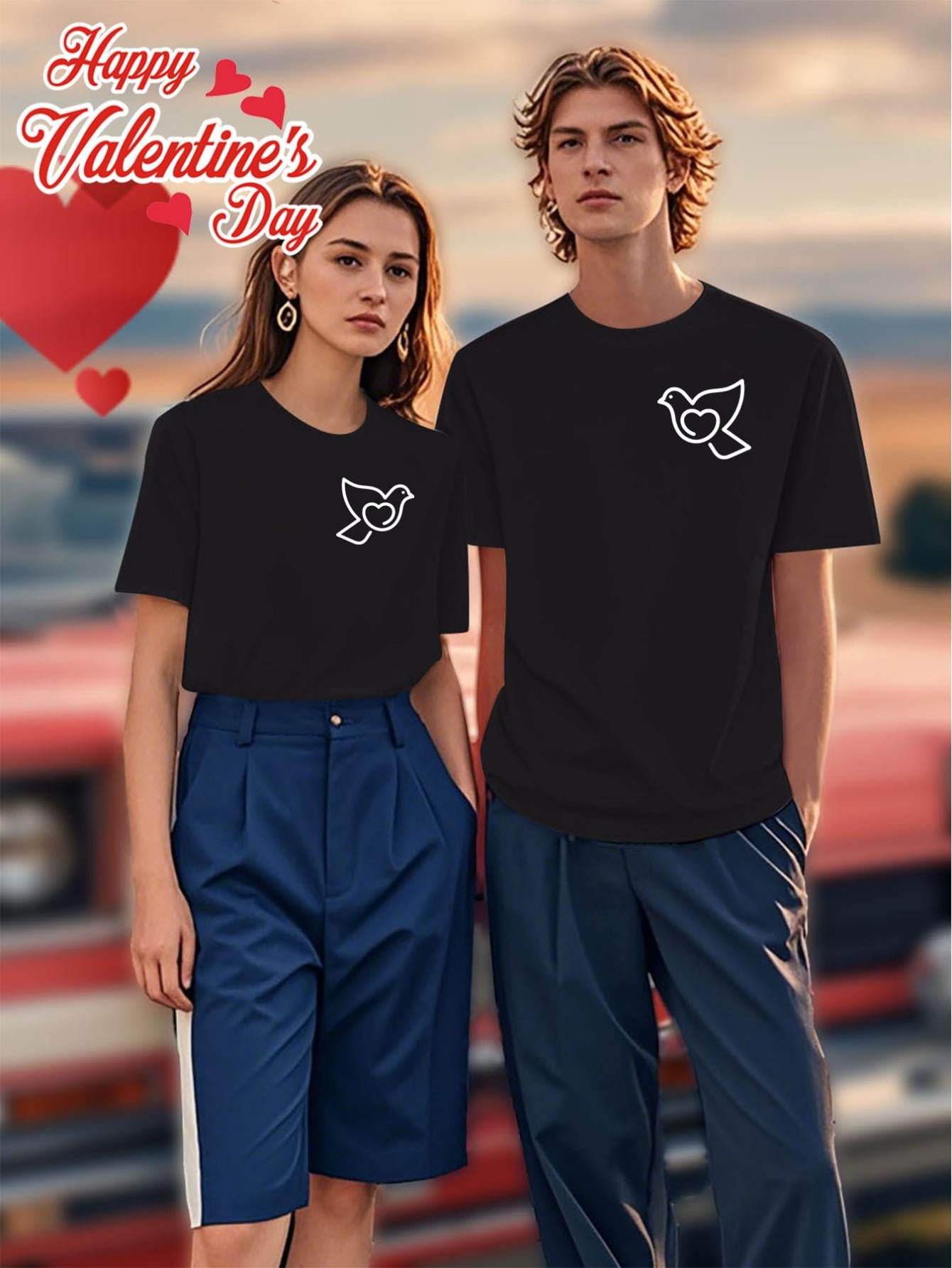 Valentine's Day Matching Couple T-Shirts - His & Hers, Casual & Sporty ...