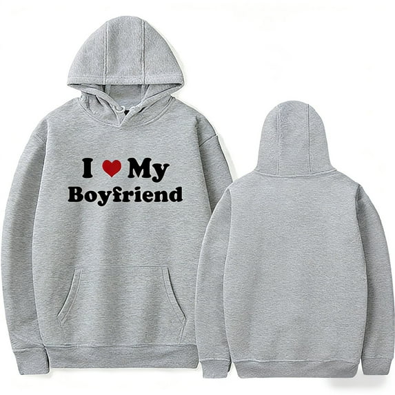Valentine's Day Mercch Couple Outfit "I Love My Boyfriend" Hoodie Women ...