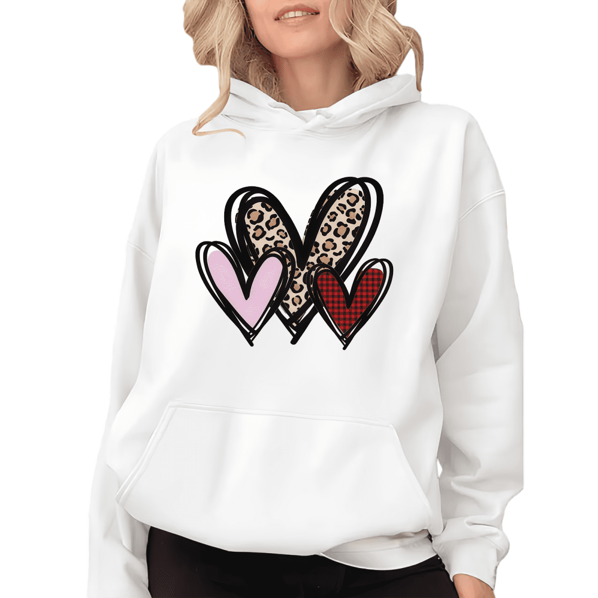 Valentine's Day Mixed Pattern Hearts Graphic Tees T Shirt Plaid Leopard ...