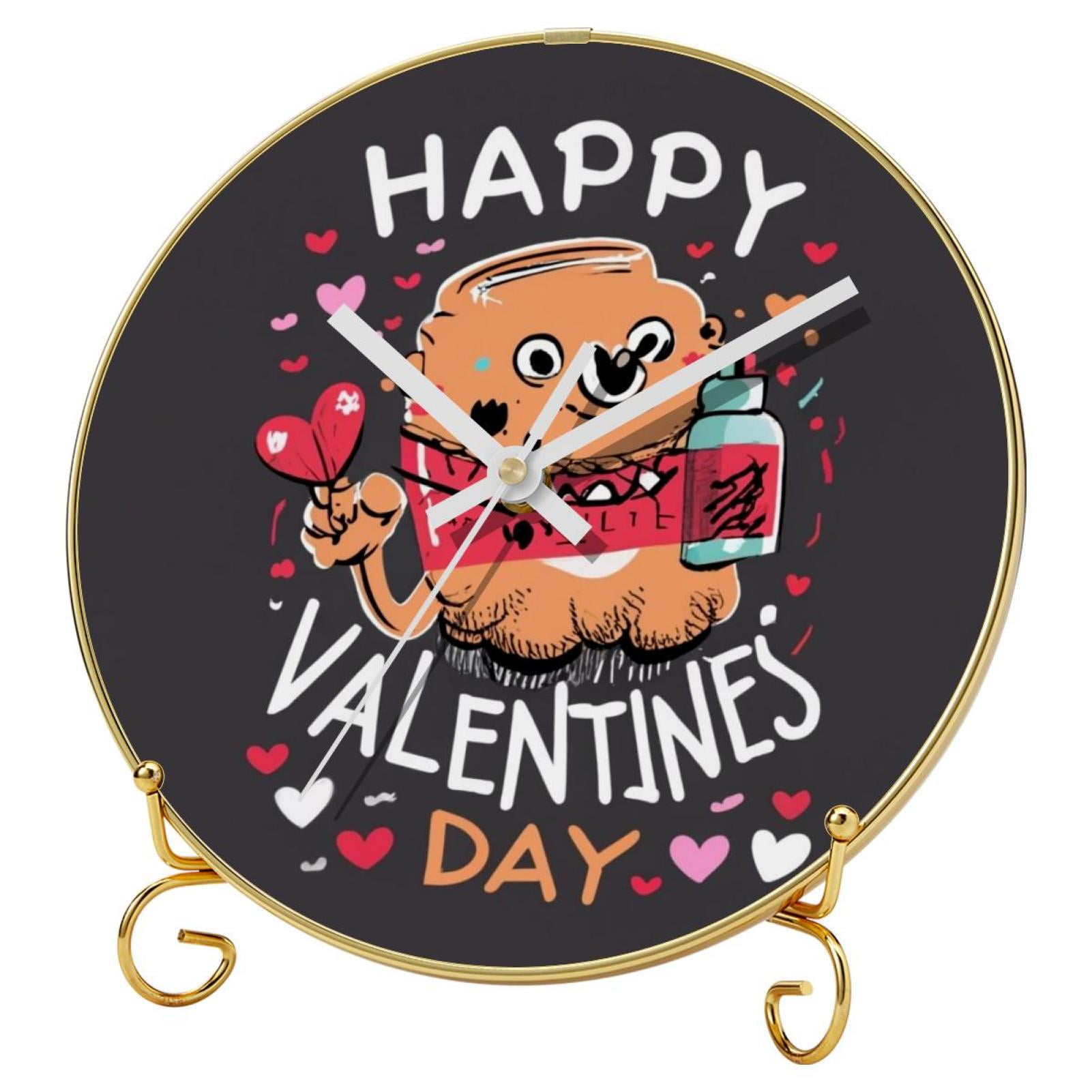 Valentine's Day Modern Round Wall Clocks with Hooks and Gold Stand ...