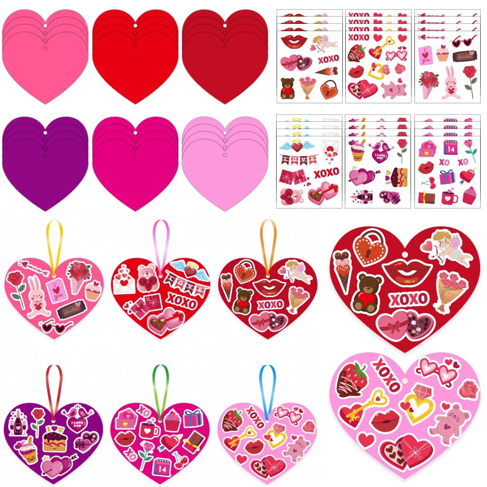 Valentine’s Day & Mother’s Day Heart Craft Kit – 24 DIY Cards with ...