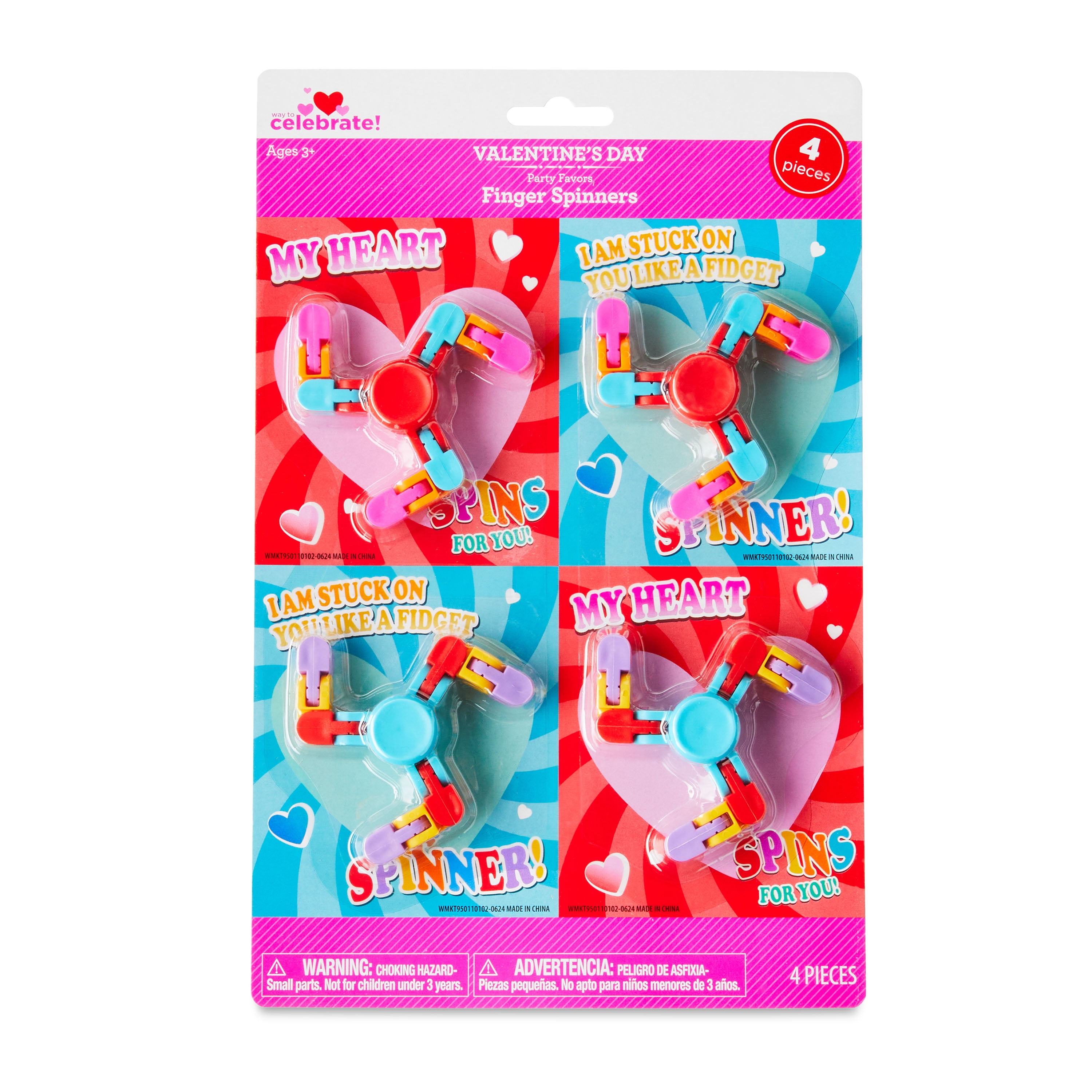 Valentine's Day Multicolor Plastic Finger Spinner Party Favors, 4 Count ...