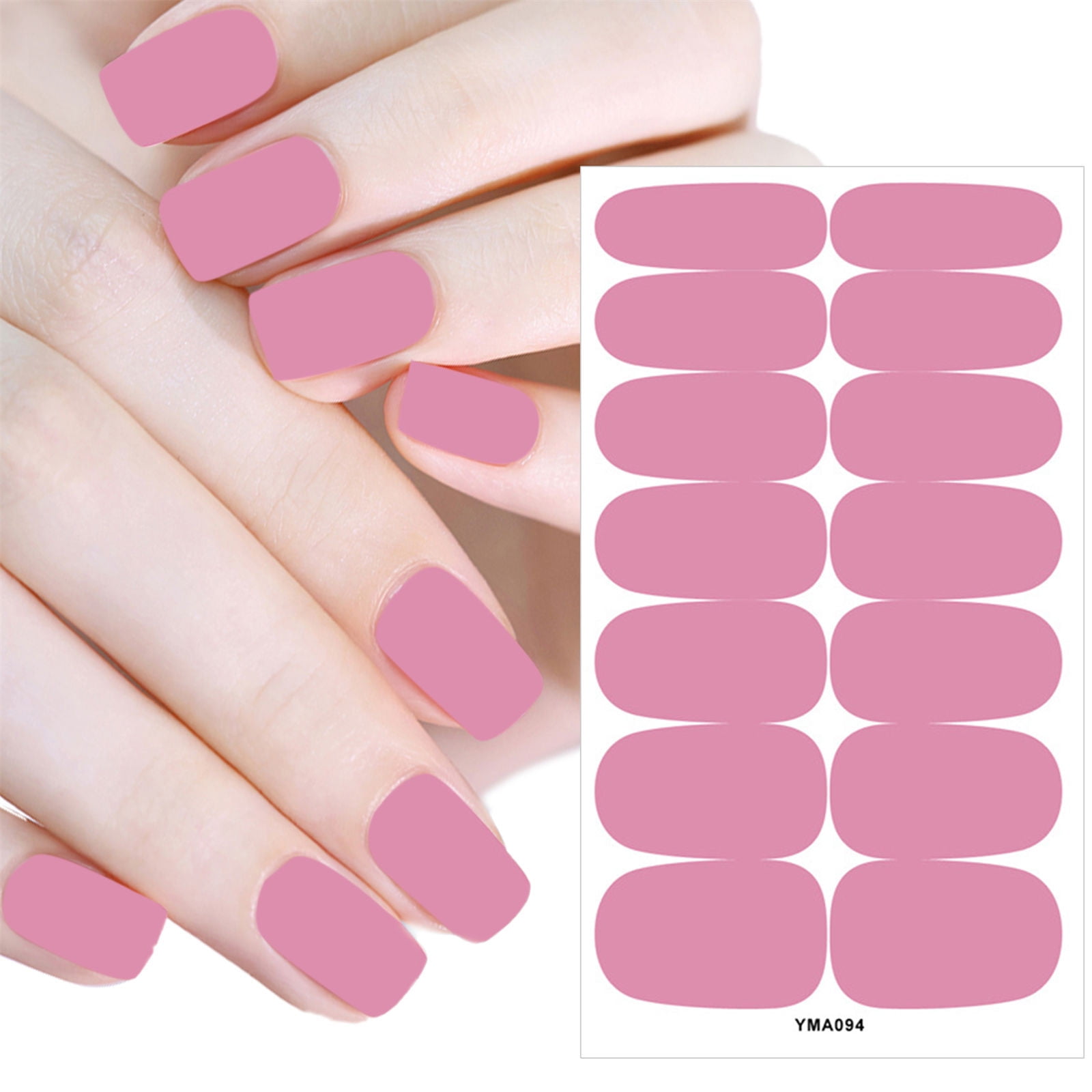 Valentine's Day Nail Stickers Pure Color Full Wraps Polish Stickers ...