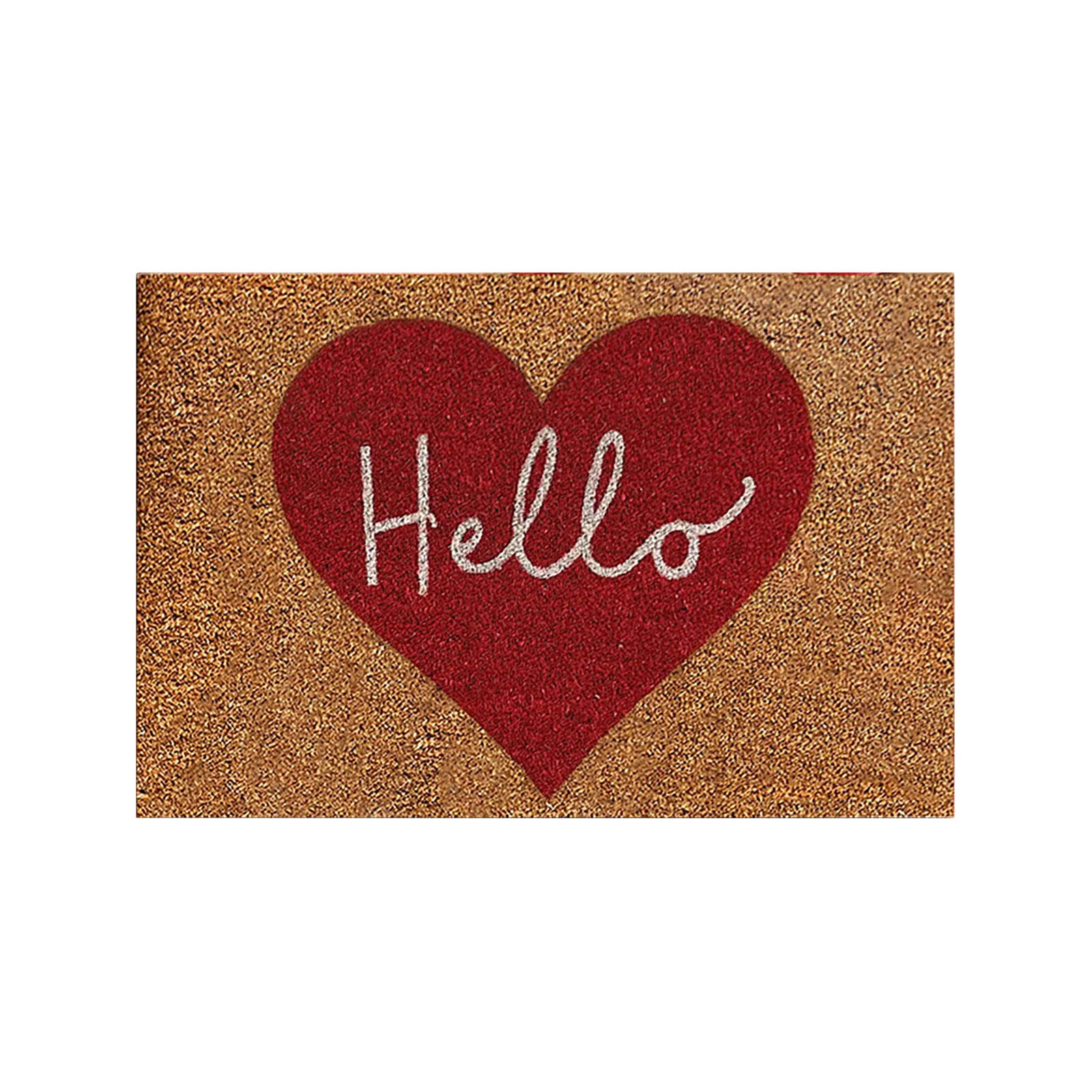 Valentine's Day Natural Coir Doormat Red Love Heart Welcome Floor Mat ...