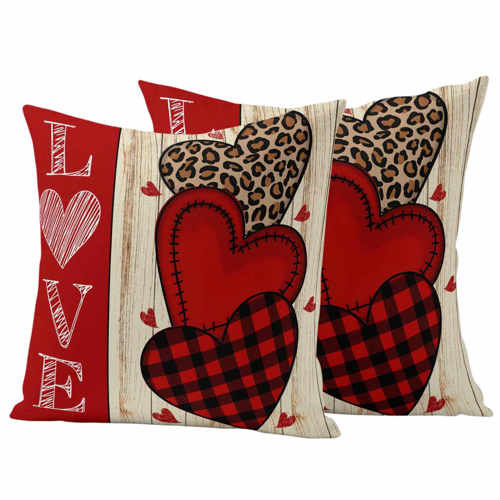Valentine's Day Outdoor Waterproof Pillow Covers, LOVE Heart Red ...