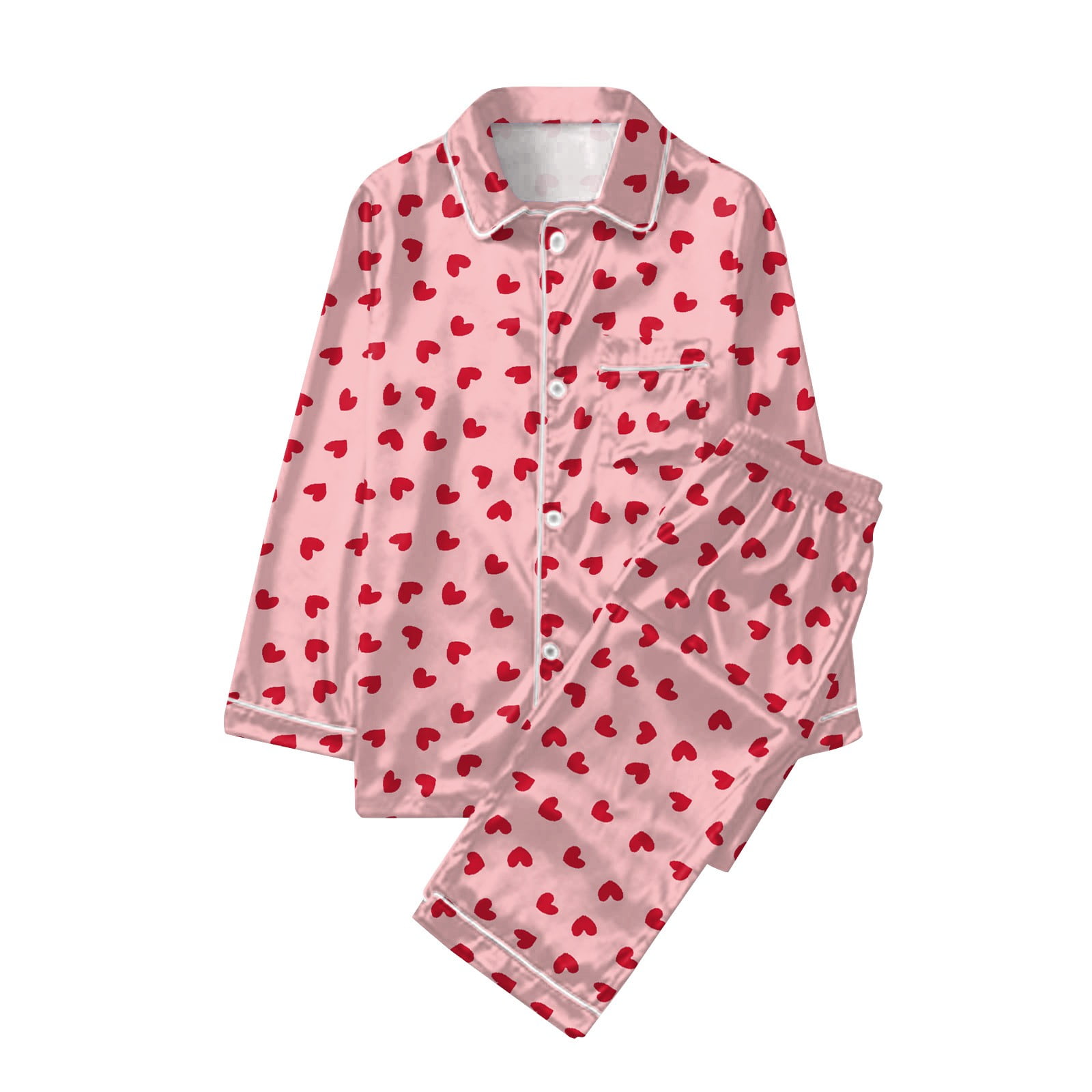 Valentine's Day Pajamas Sets for Women Cotton Button Down Pj Set Cute ...