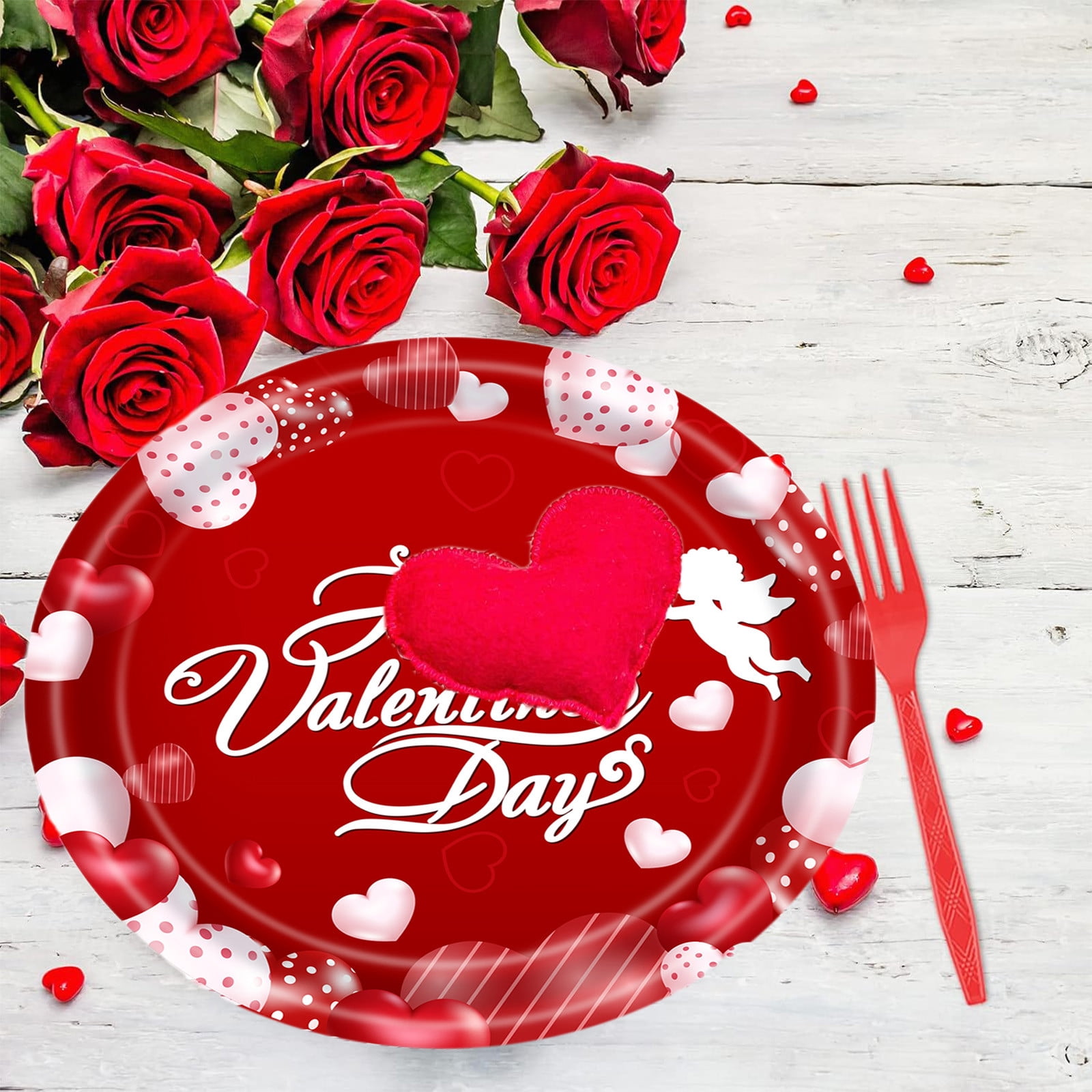 Valentine's Day Party Plates, 20-Pack 9 Inch Disposable Dinnerware Set ...