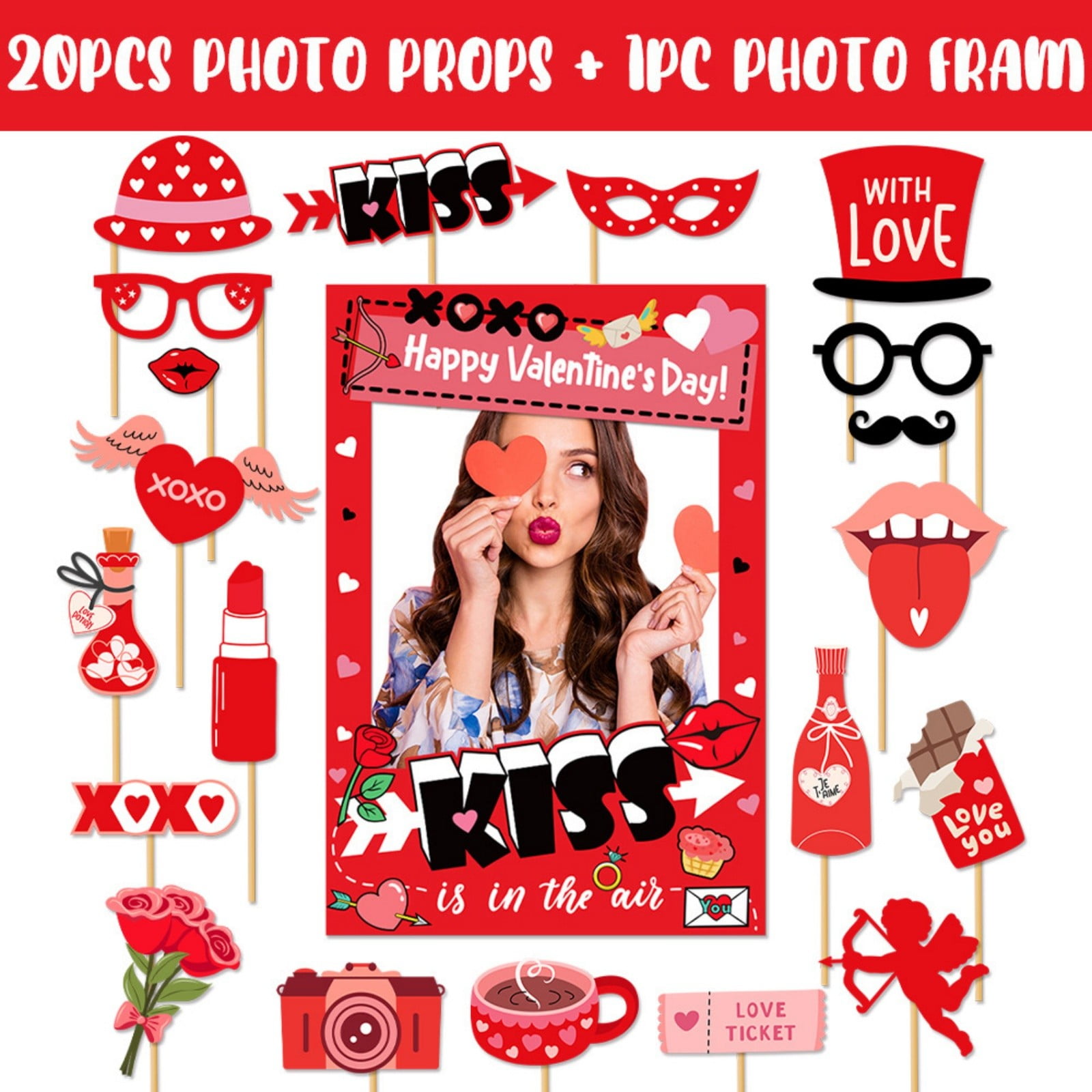 Valentine's Day Photo Booth Props DIY Funny Disguise Props Selfie ...